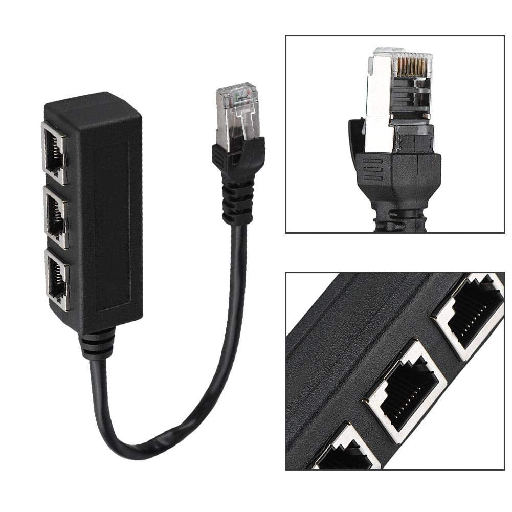 Mgaxyff RJ45 Ethernet Extension Cord Cable 1 Male To 3 Female Port ...