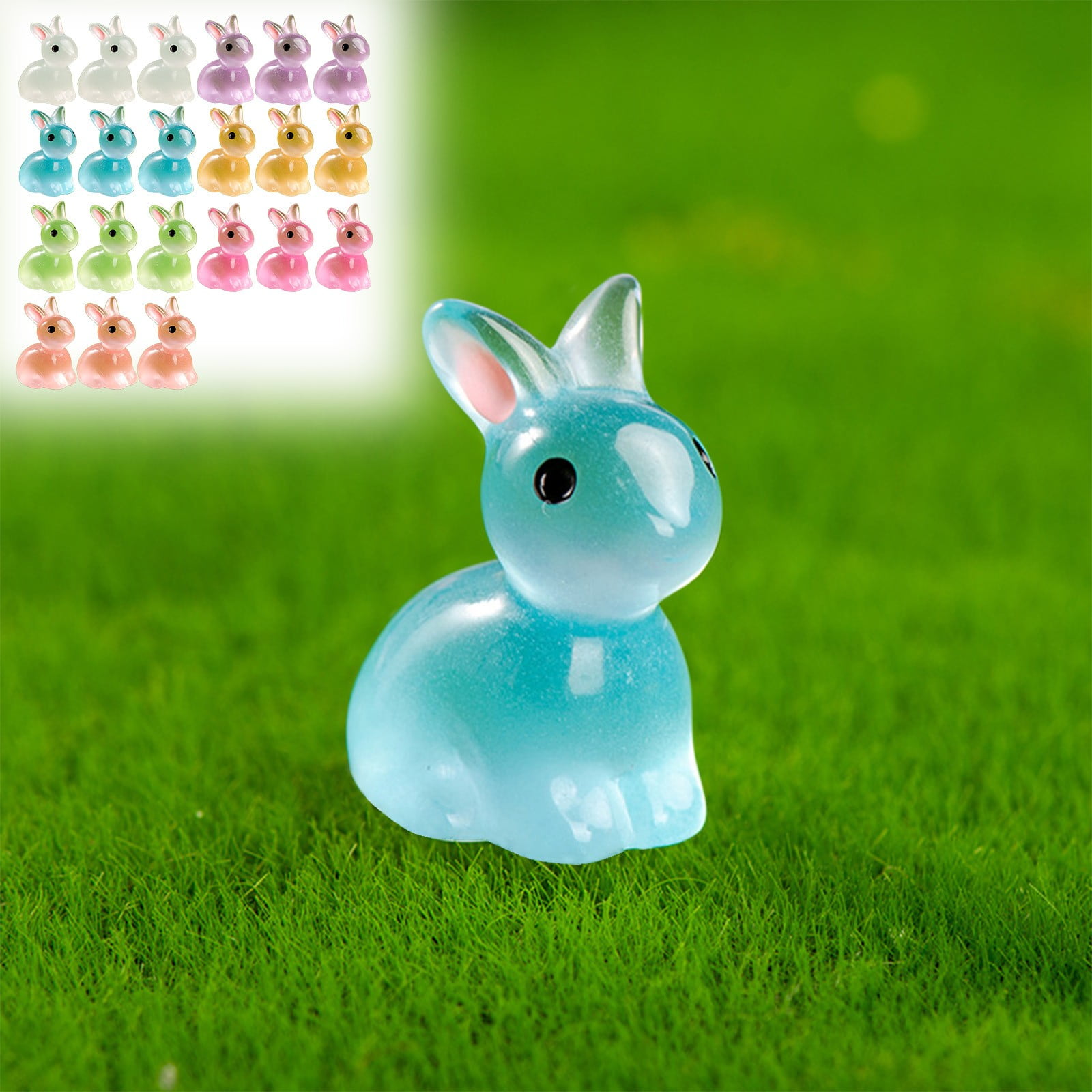 Mgcok 21 PCS Luminous Mini Resin Bunny Plastic Rabbits Glowing In The ...