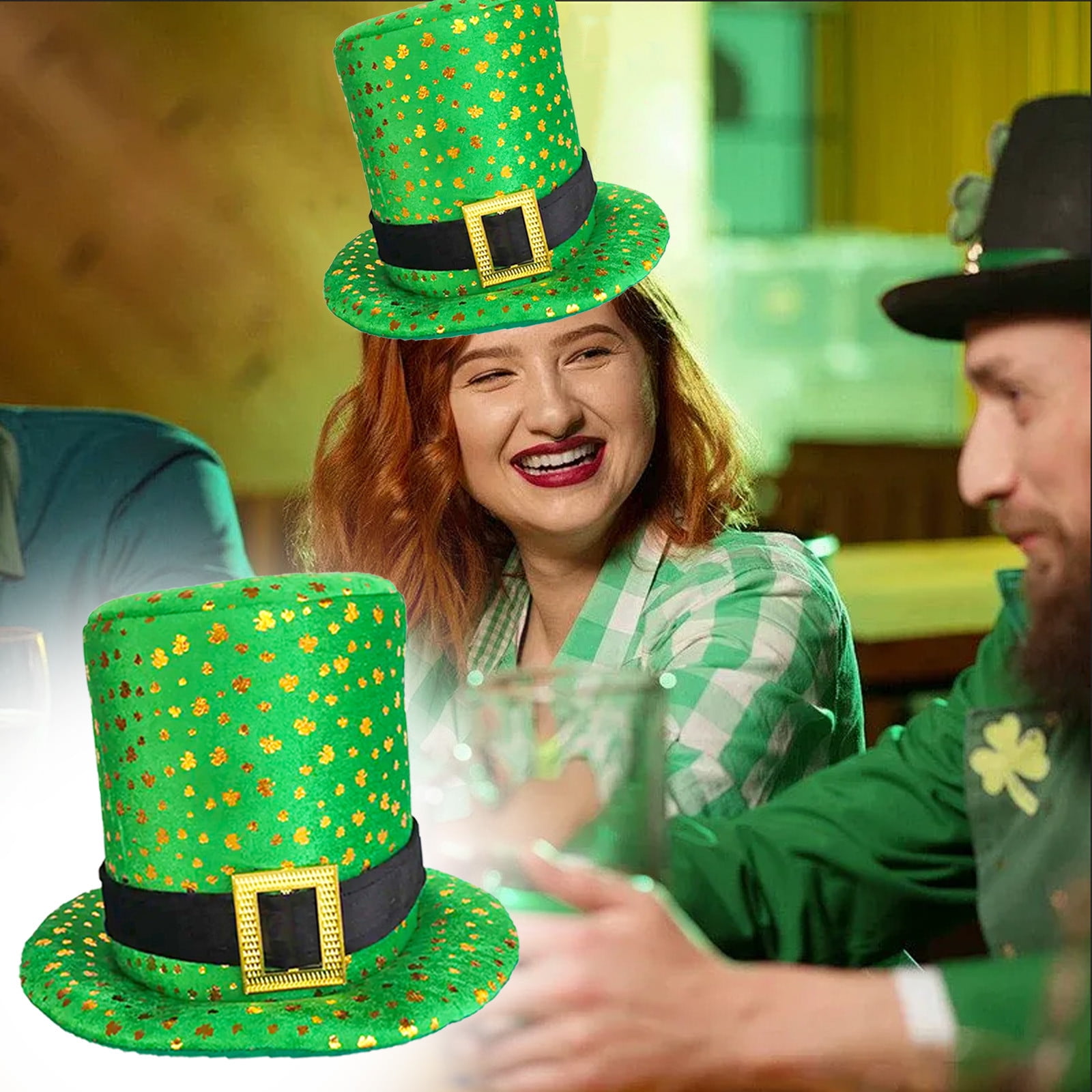 Mgcok St Patricks Day Hats With Light St Patrick's Day Green Velvet Top ...