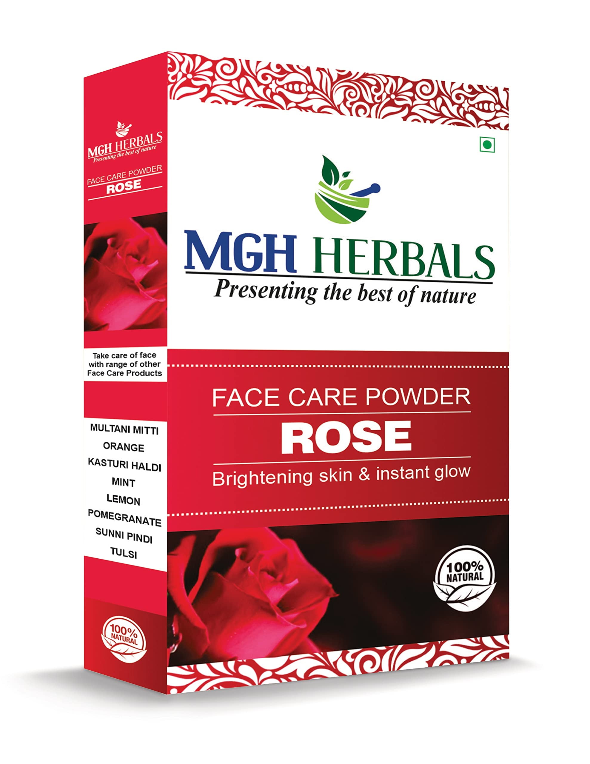Mgh Herbals Organic Rose Petal Powder - 100G | Rosa Indica For Facial & Skin Care| 100% Pure ...