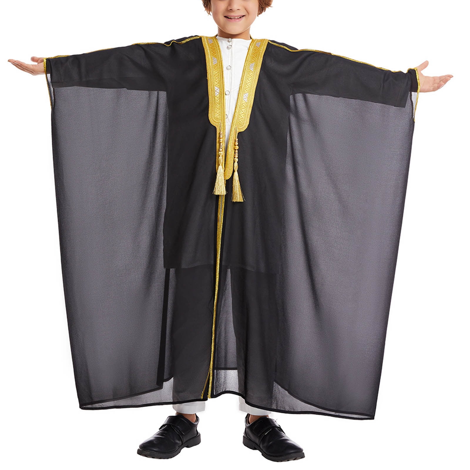 Mgmyaa Boys Embroidered Muslim Robe Arab Thobe Long Sleeve Tunic with ...