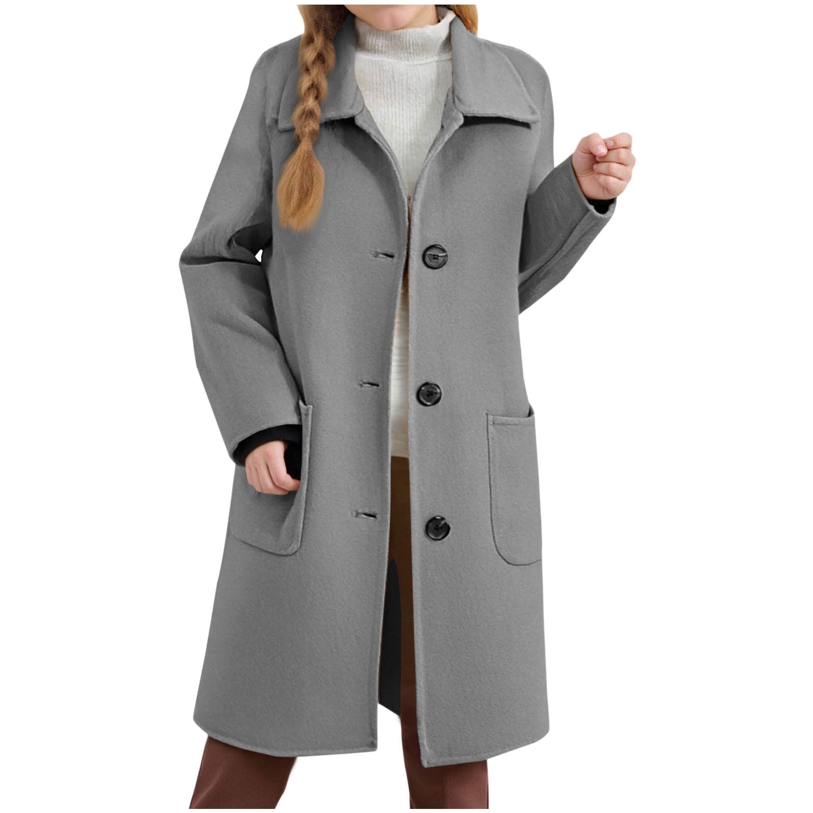 Mgmyaa Boys and Girls Wool Blend Pea Coat Single Breasted Lapel Collar ...