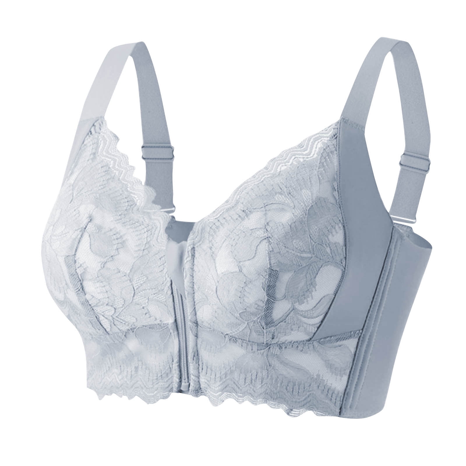 Mgmyaa Bras for Women Embroidery Thin Style Ventilate Front Zipper Bra ...