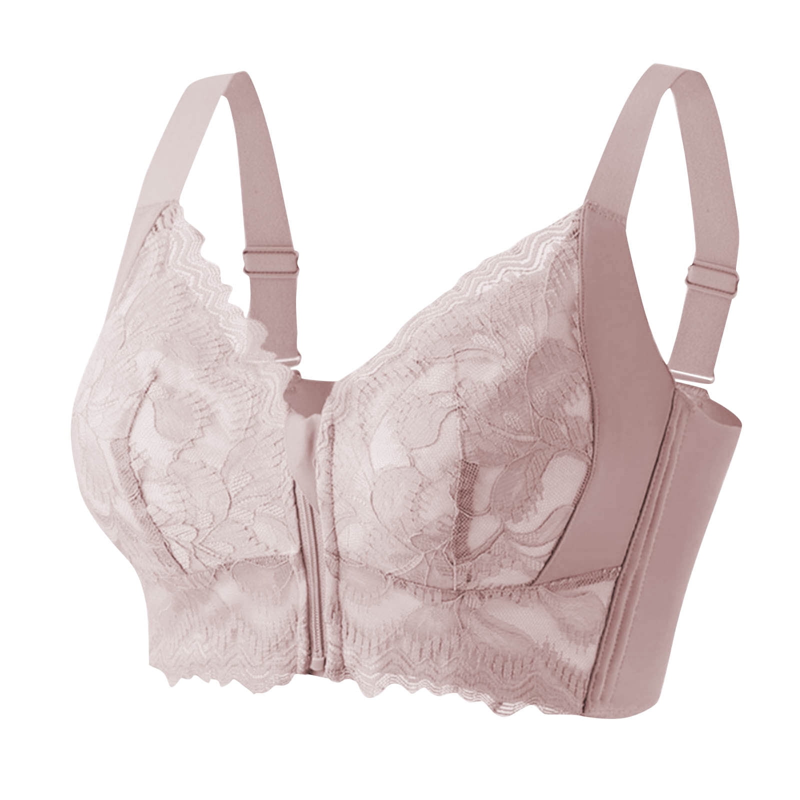 Mgmyaa Bras for Women Embroidery Thin Style Ventilate Front Zipper Bra ...