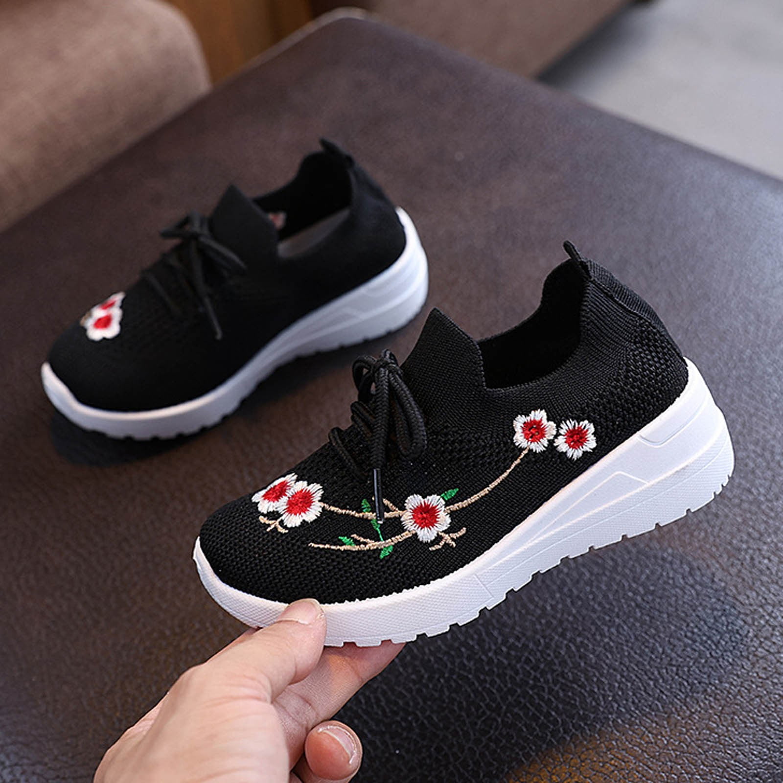 Mgmyaa Girls Casual Shoes Fly Woven Fabric Medium and Large Girls Board ...