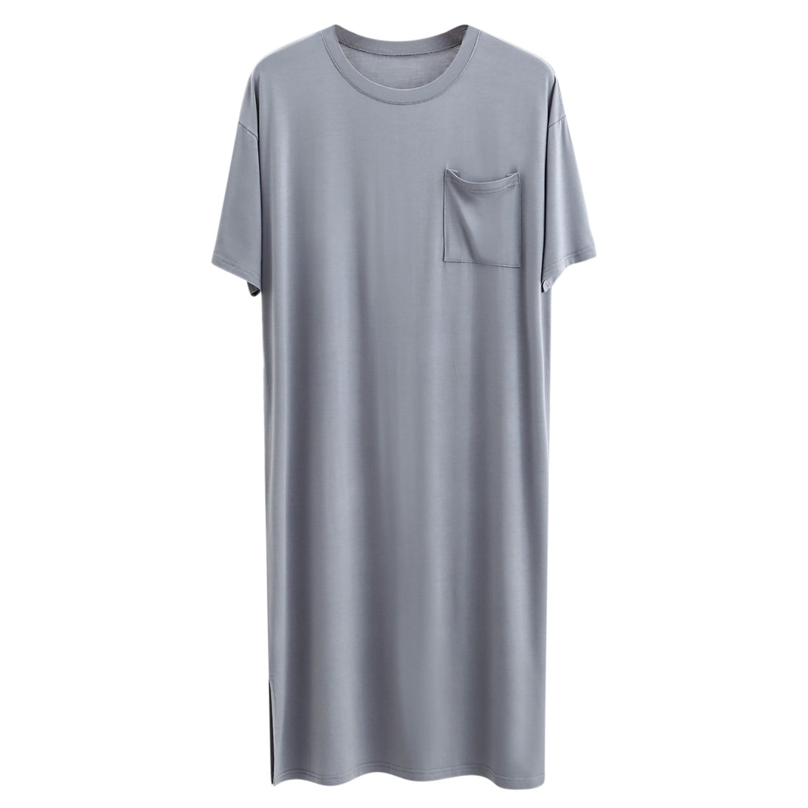 Mgmyaa Men's Sleepshirts Plus Size Crew Neck Short Sleeve Over-Knee ...