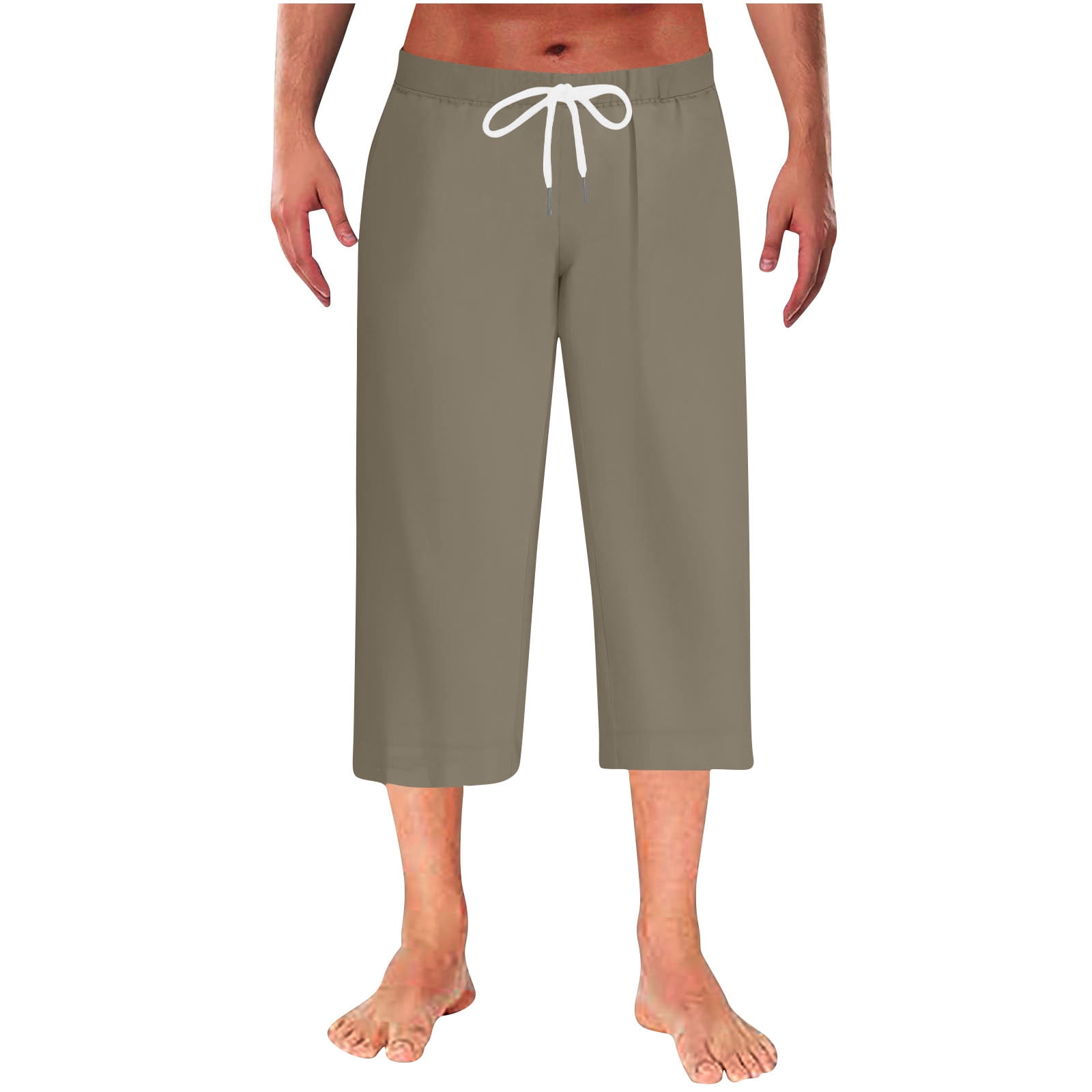 Mgmyaa Mens Capris Straight-Leg Pilates Yoga Beach Lounge Sleep Pajama ...