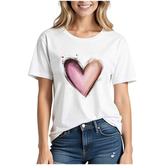 Mgmyaa T Shirts for Women Summer Short Sleeve Crewneck Casual Cute ...