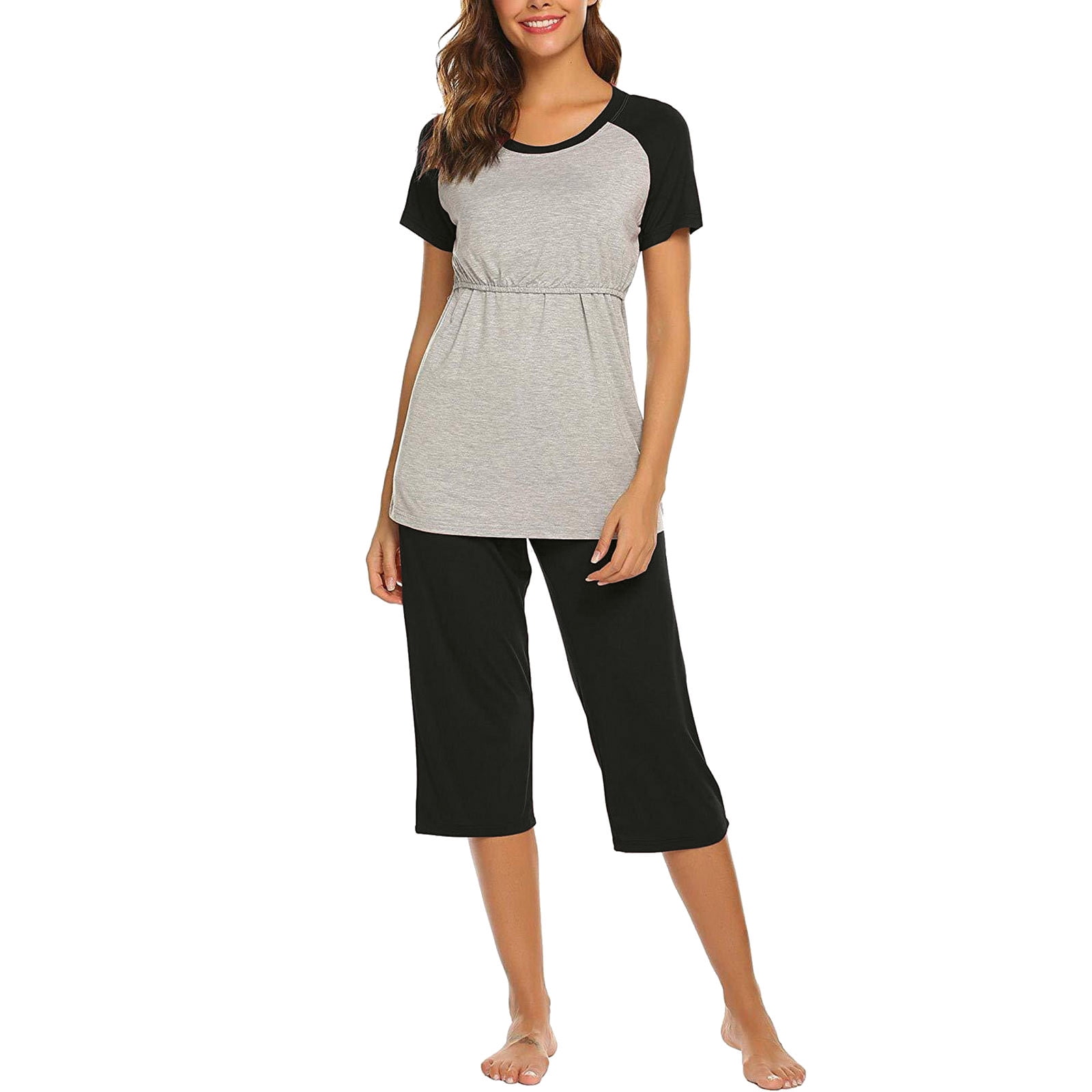 Mgmyaa Women Maternity Nursing Pajama Set Breastfeeding Double Layer ...