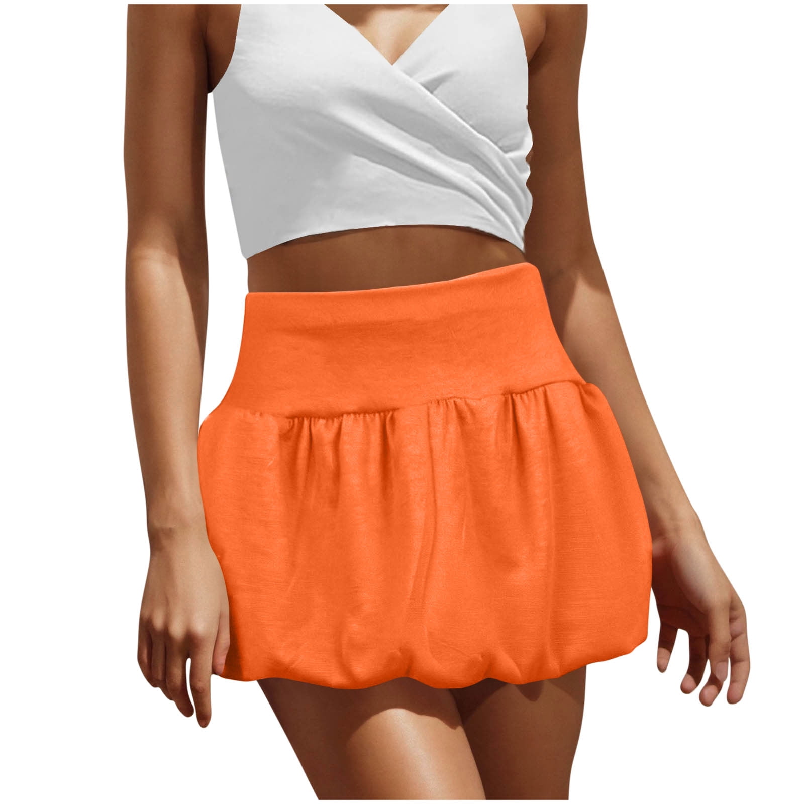 Mgmyaa Women's Bubble Mini Skirts High Waisted Skorts Puffy Hem Summer ...