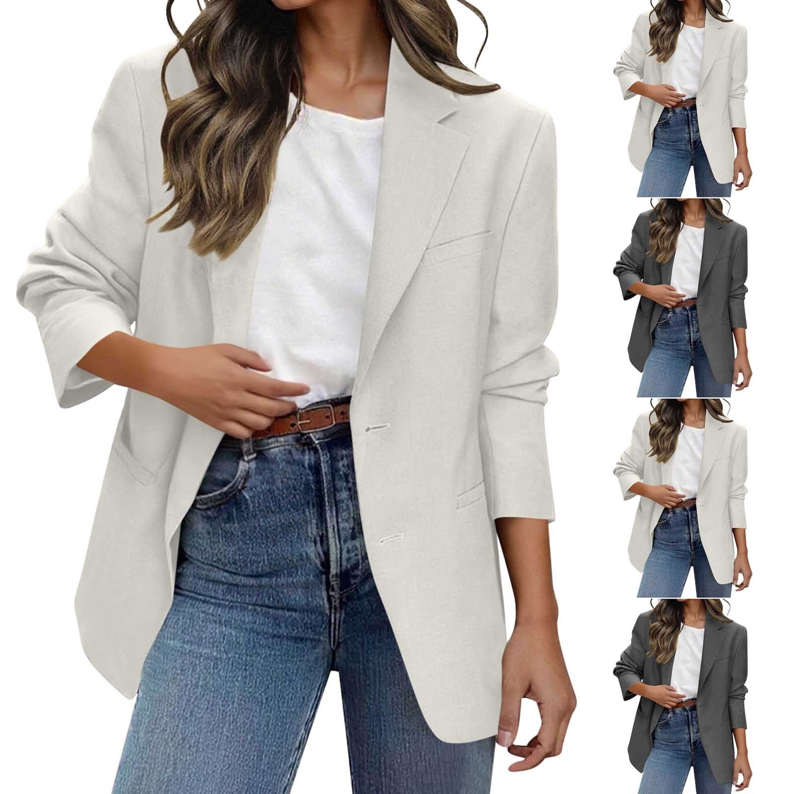 Mgmyaa Women's Business Casual Blazer Lapel Open Front Suit Jacket with ...