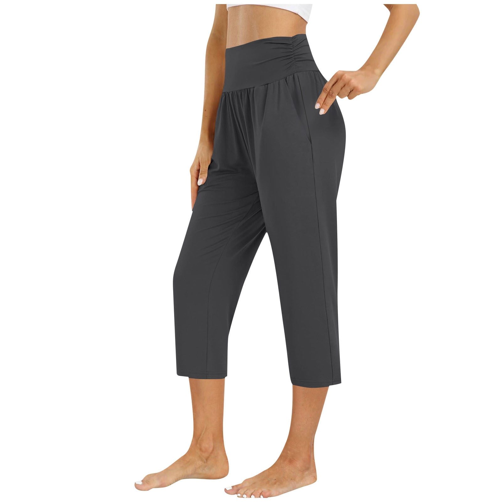Mgmyaa Women's Capri Yoga Pants Loose Soft Drawstring Workout Sweatpants Causal Lounge Pants ...