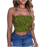 Mgmyaa Women's Casual Tube Top Square Neckline Pull-On Sequin ...