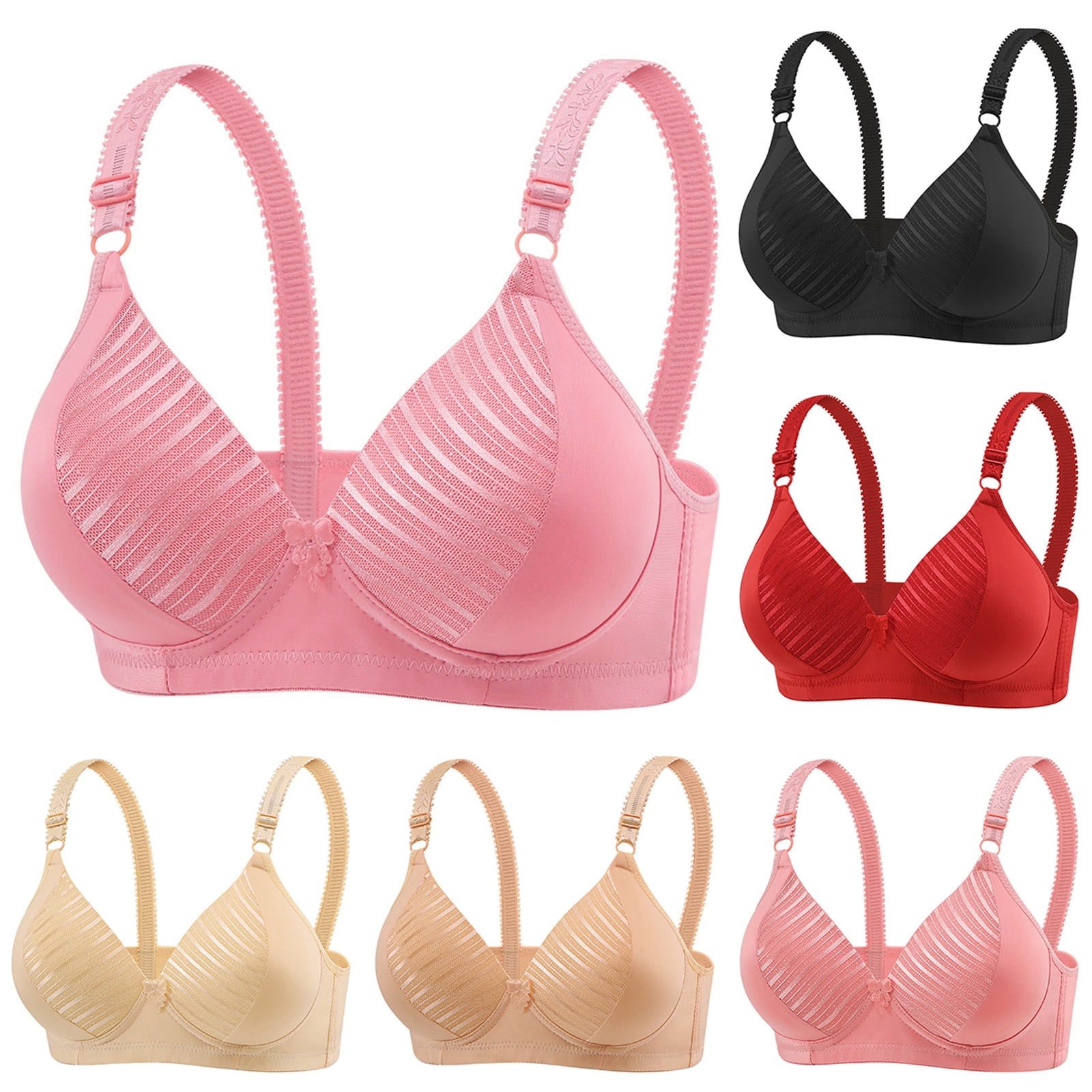 Mgmyaa Women's Lightweight Wireless Bra Adjustable Straps Seamless Lace ...