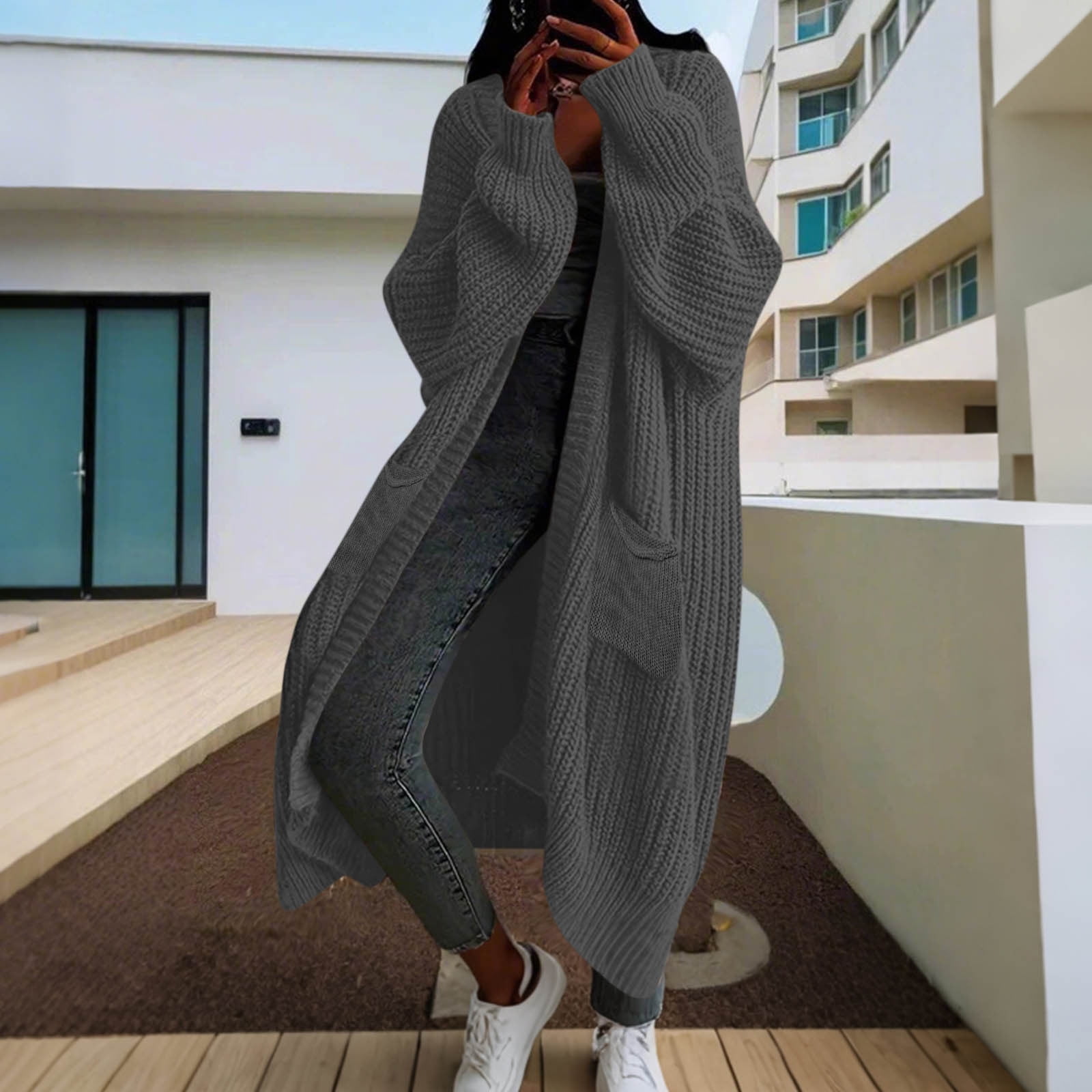 Mgmyaa Women's Long Cardigan Sweater Open Front Knit Cover Up Casual ...