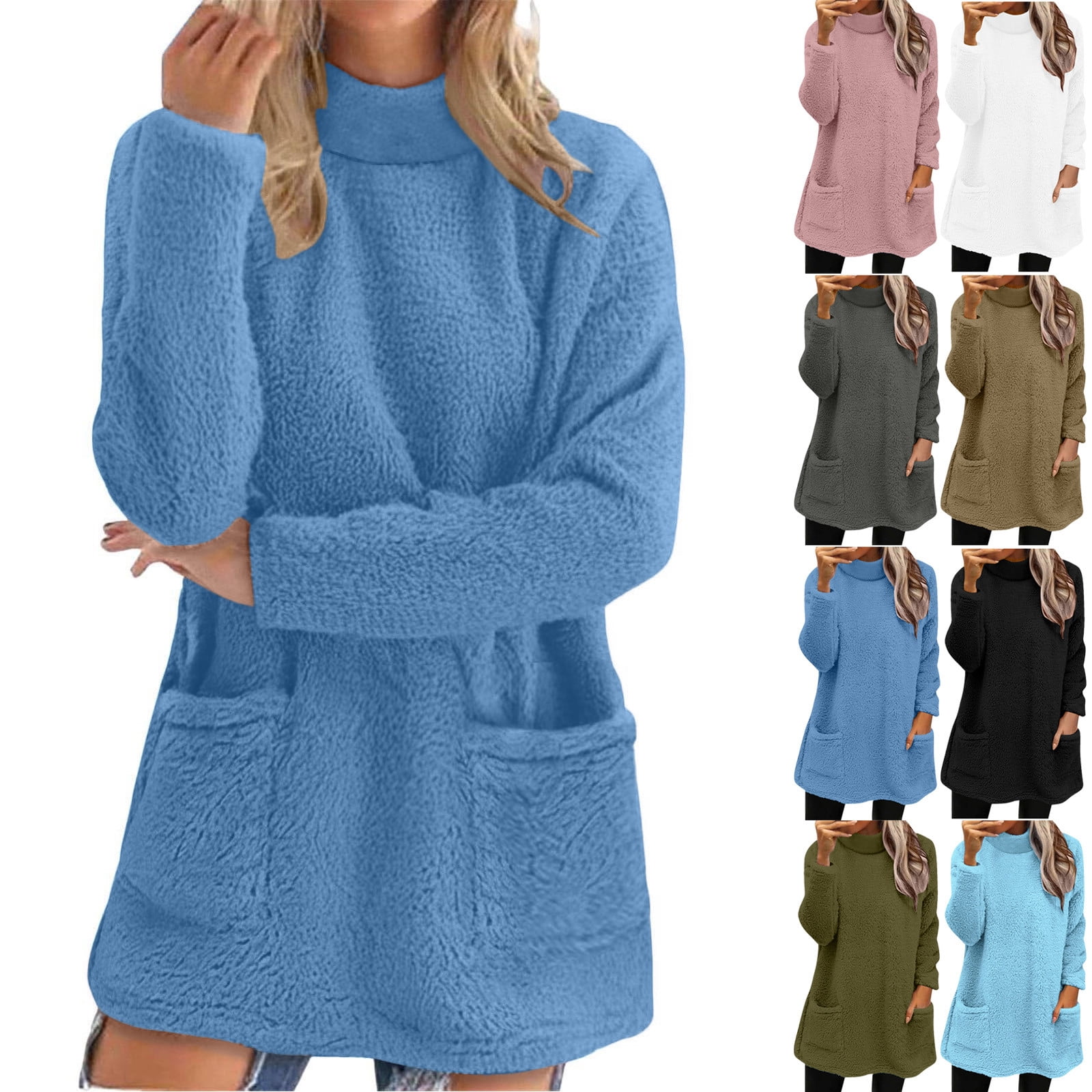 Mgmyaa Women's Winter Warm Lined Fleece High Neck Sweatshirt Pocket ...