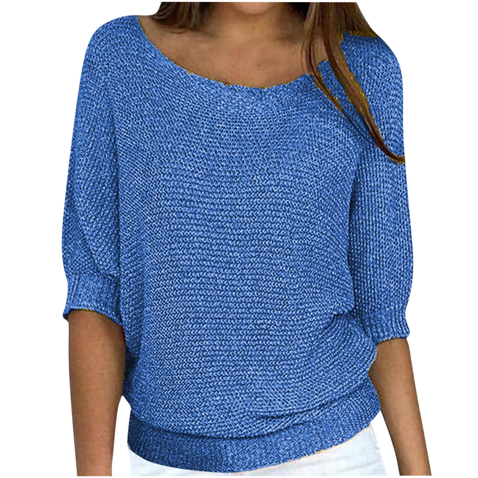 Mgmyaa Womens 2025 Summer Sweaters Casual 3/4 Sleeve Lightweight Comfy ...