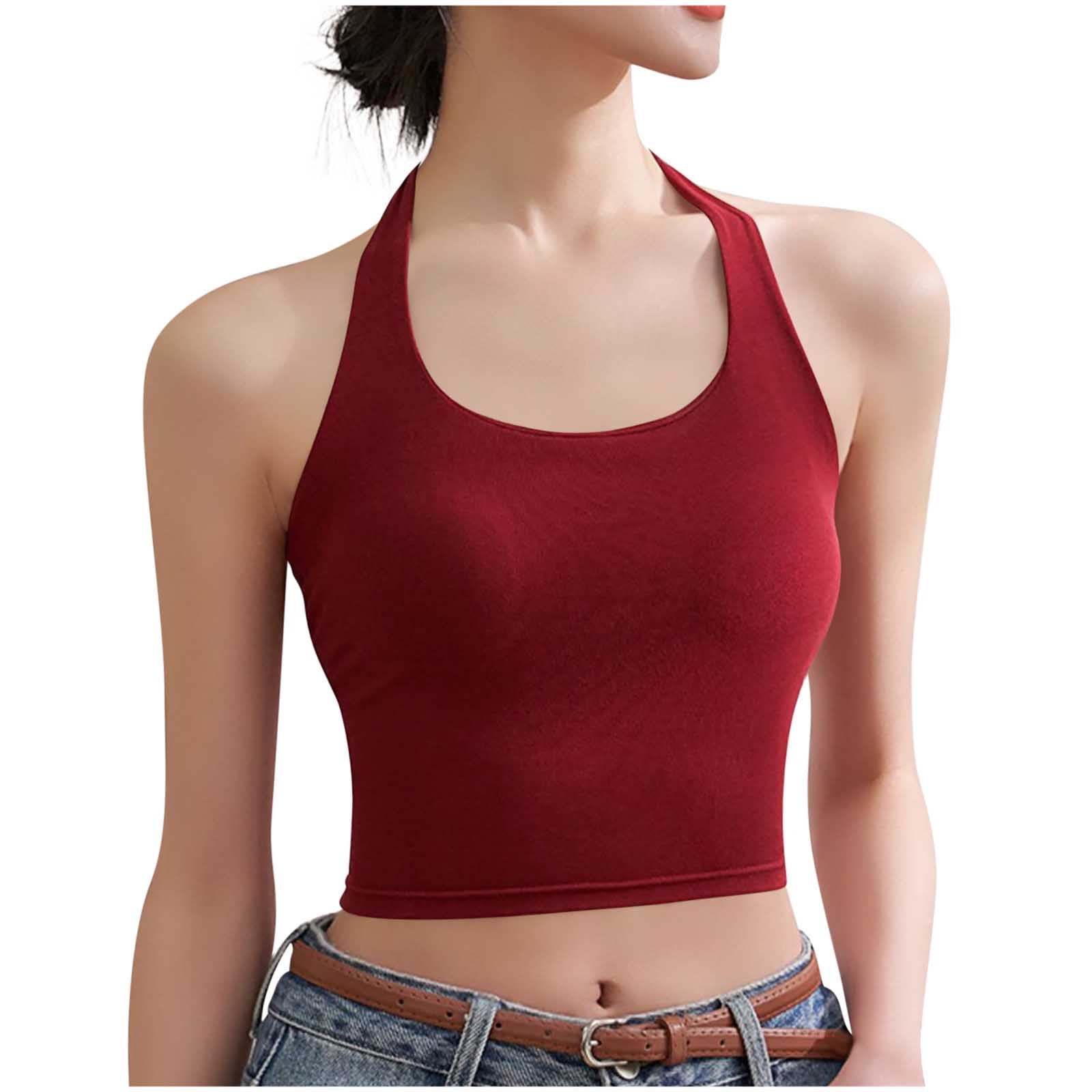 Mgmyaa Womens Halter Bra Beautiful Back Suspender with Chest Pad Bra ...