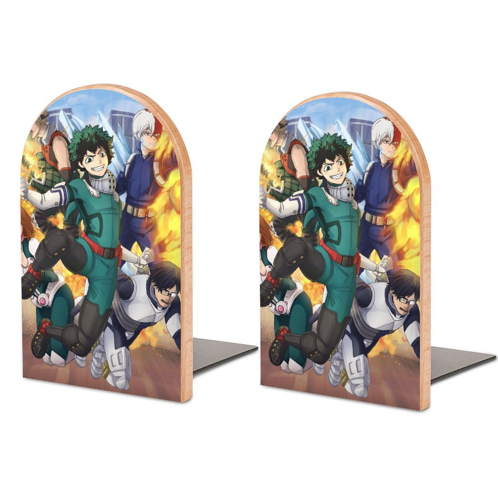 Mha Boku No Hero Bookends Wood Book Divider Decor Shelves Non-Skid Book ...