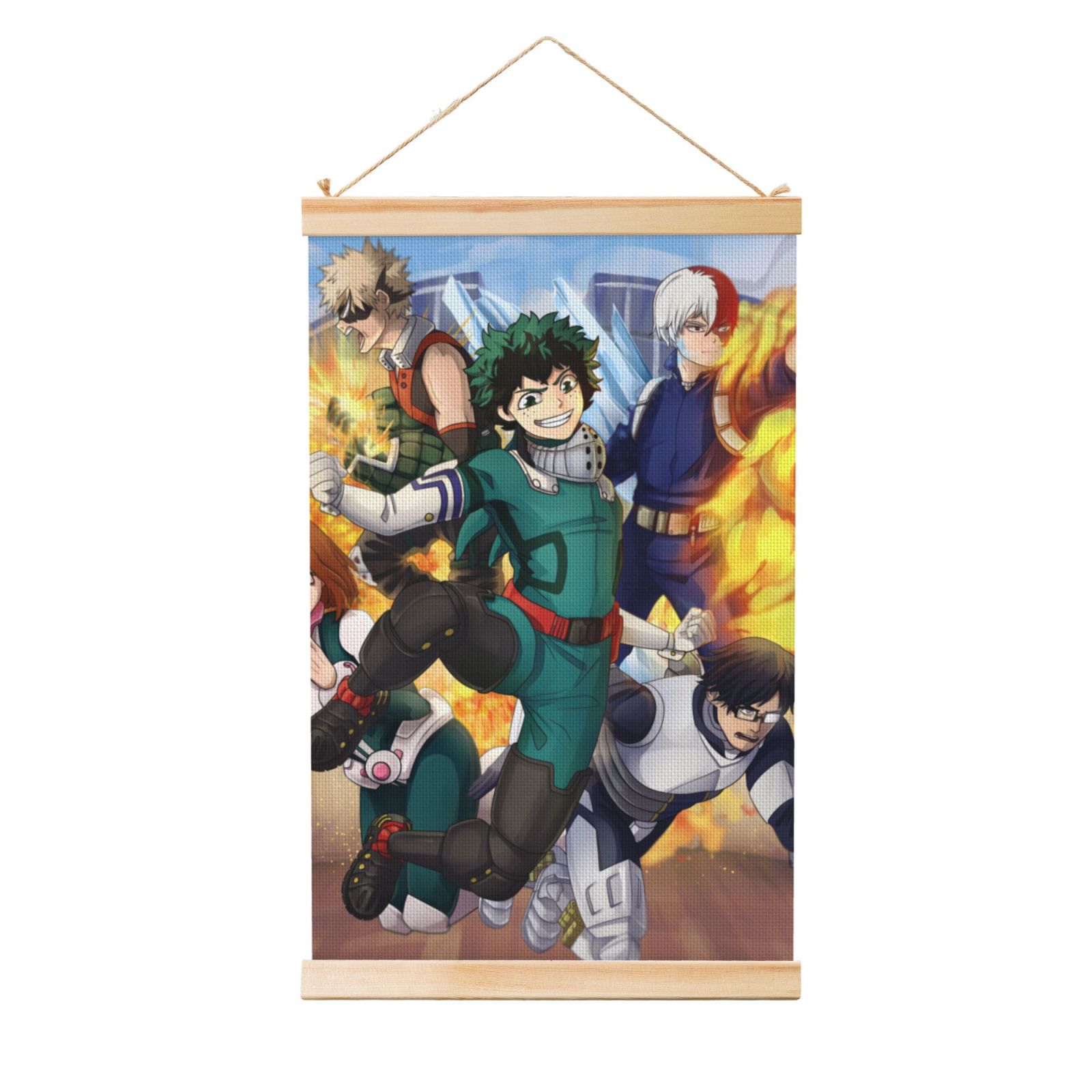 Mha Boku no Hero Wooden Shaft Hanging Poster Canvas Wall Hanging Banner ...
