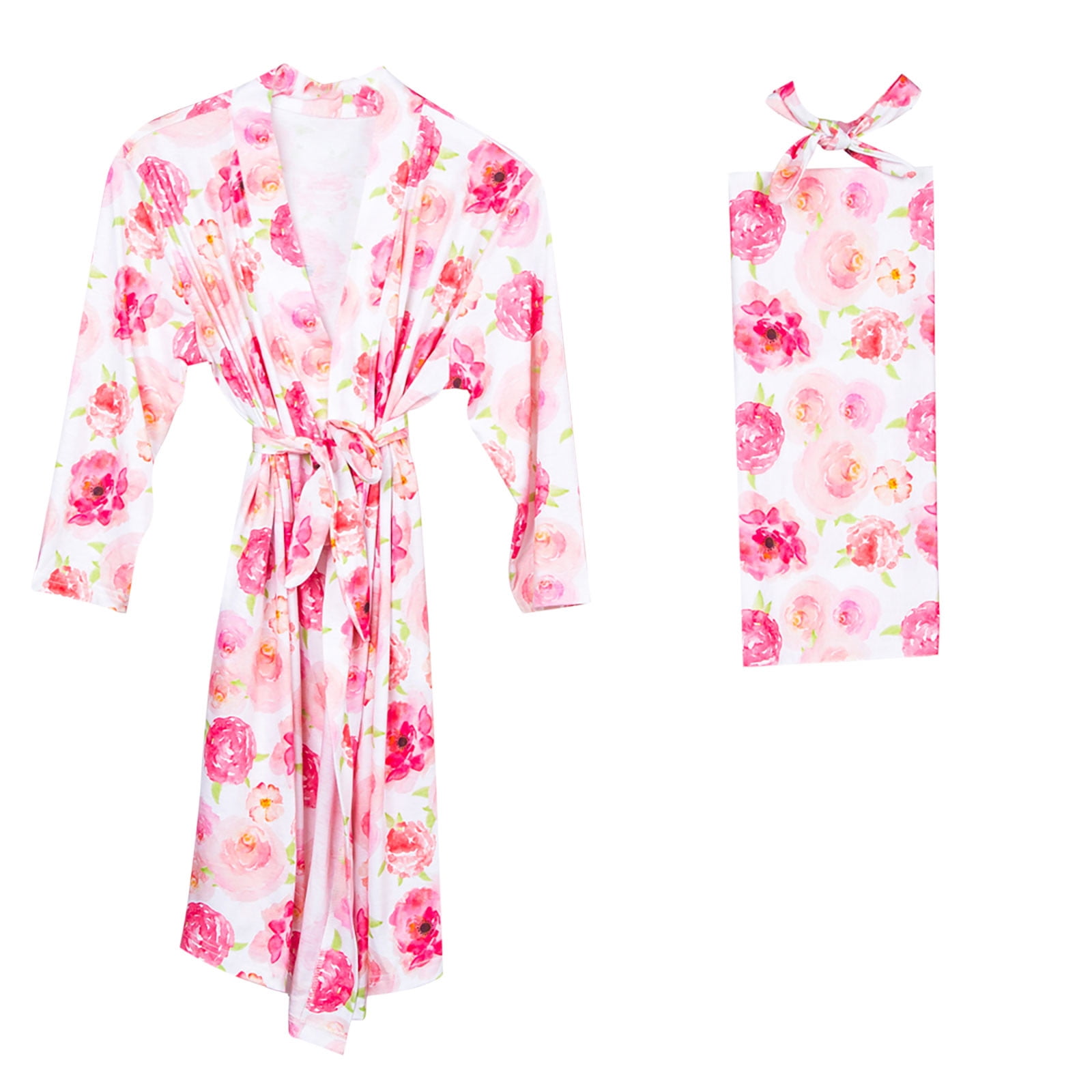 Mhoxuto 3 PCS Mommy Robe and Swaddle Set, Maternity Robe Baby Blanket ...