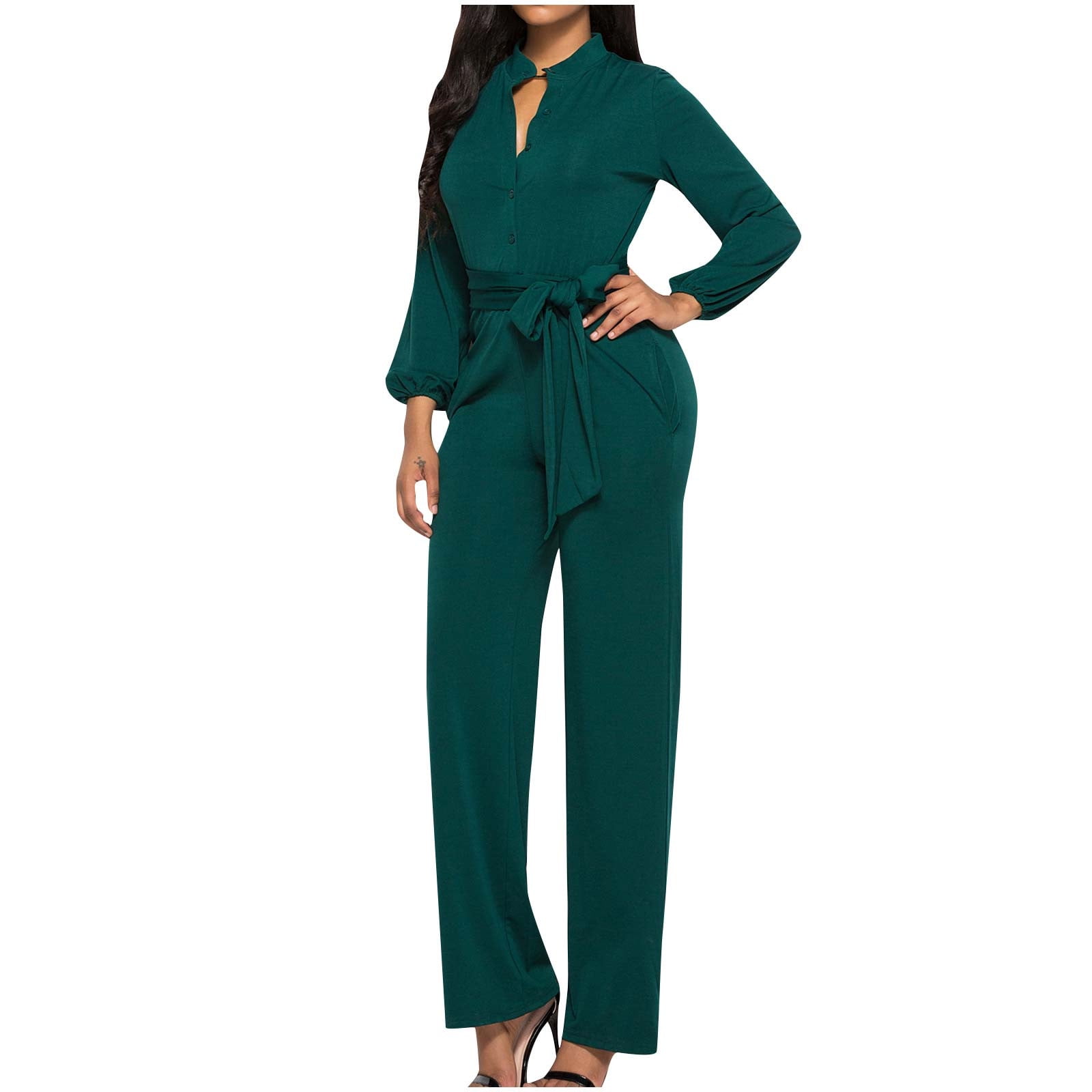 Mhoxuto Sexy Jumpsuits for Women Elegant Long Sleeve Formal Jumpsuit ...