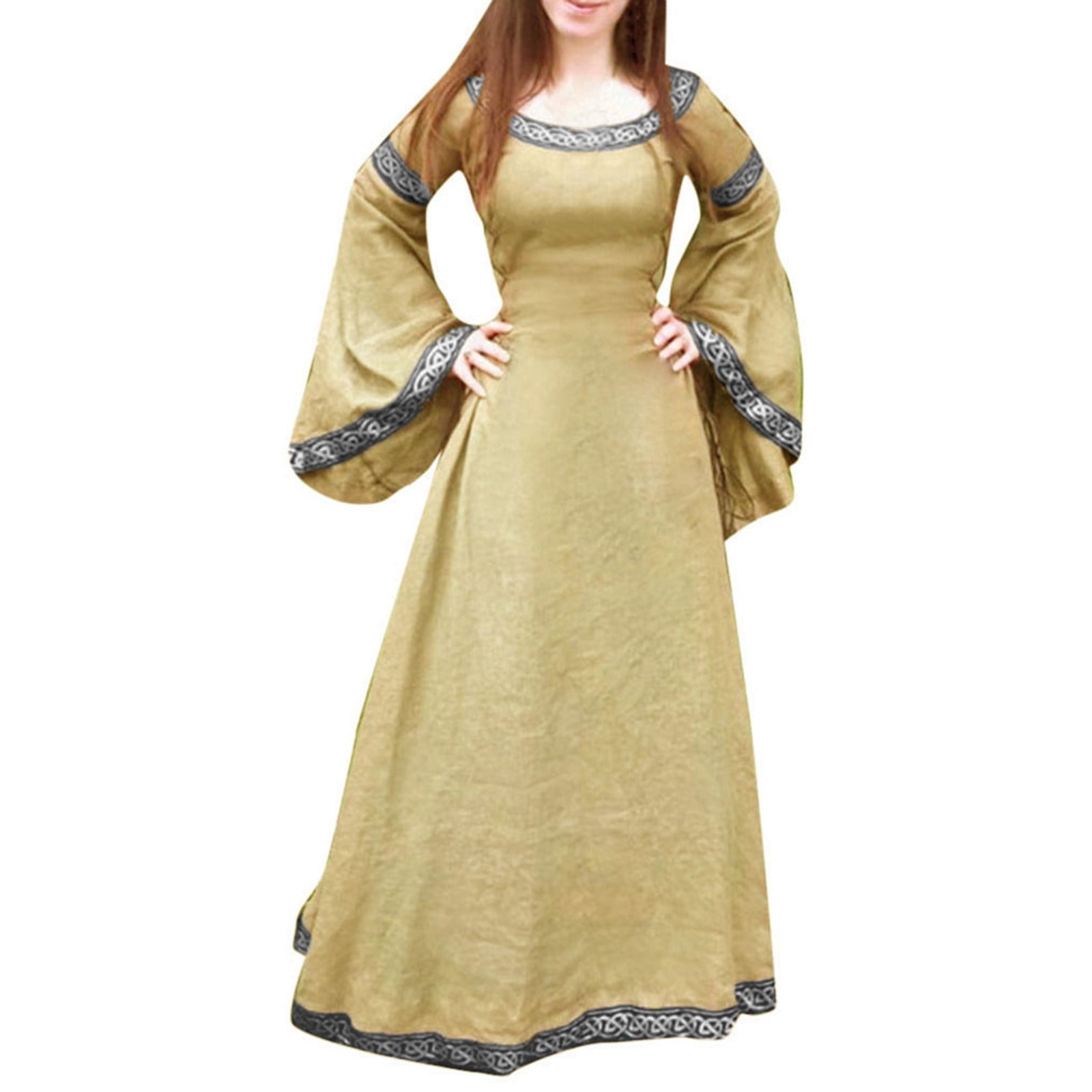 Mhoxuto Women Renaissance Costumes Gothic Bell Long Sleeve Irish ...