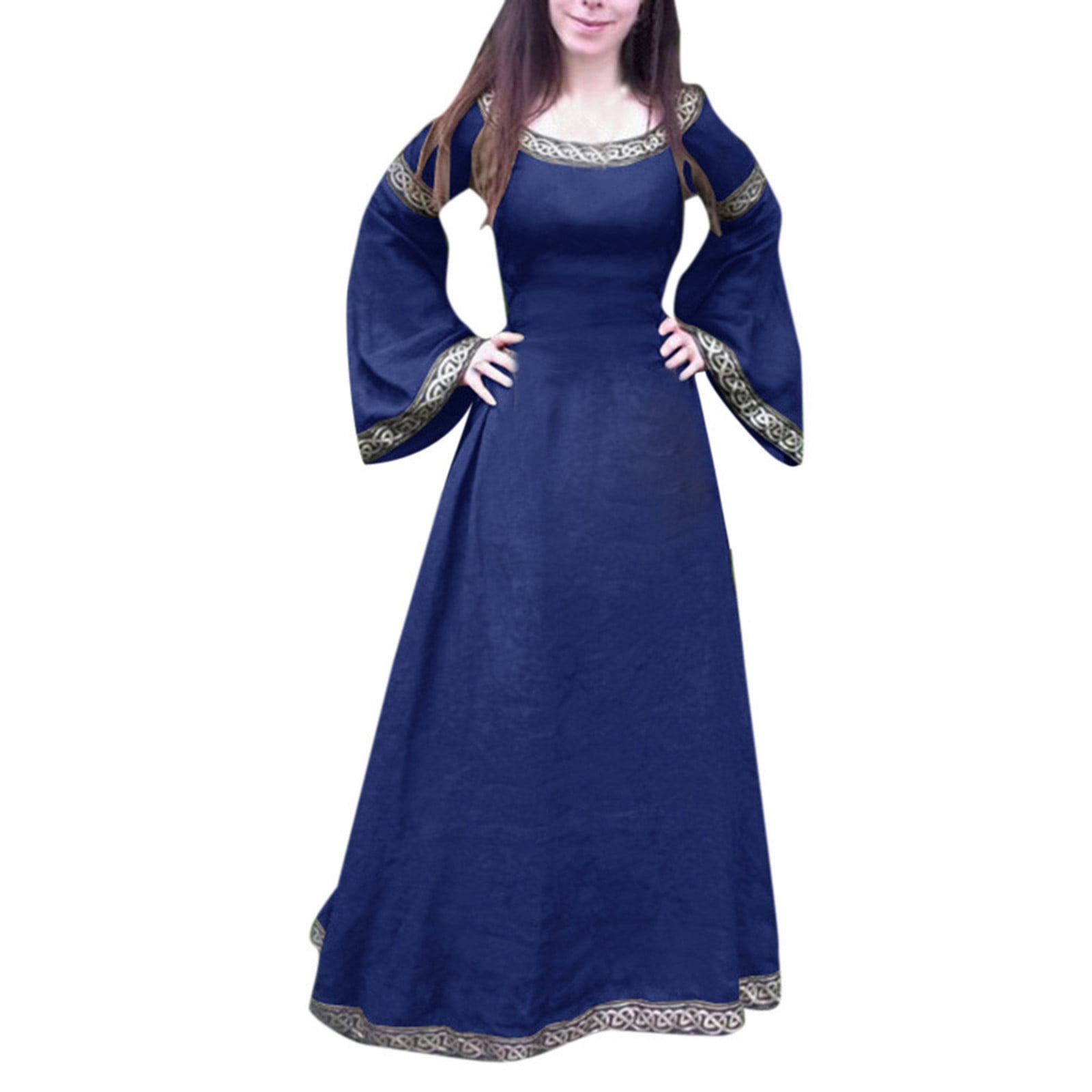 Mhoxuto Women Renaissance Costumes Gothic Bell Long Sleeve Irish ...