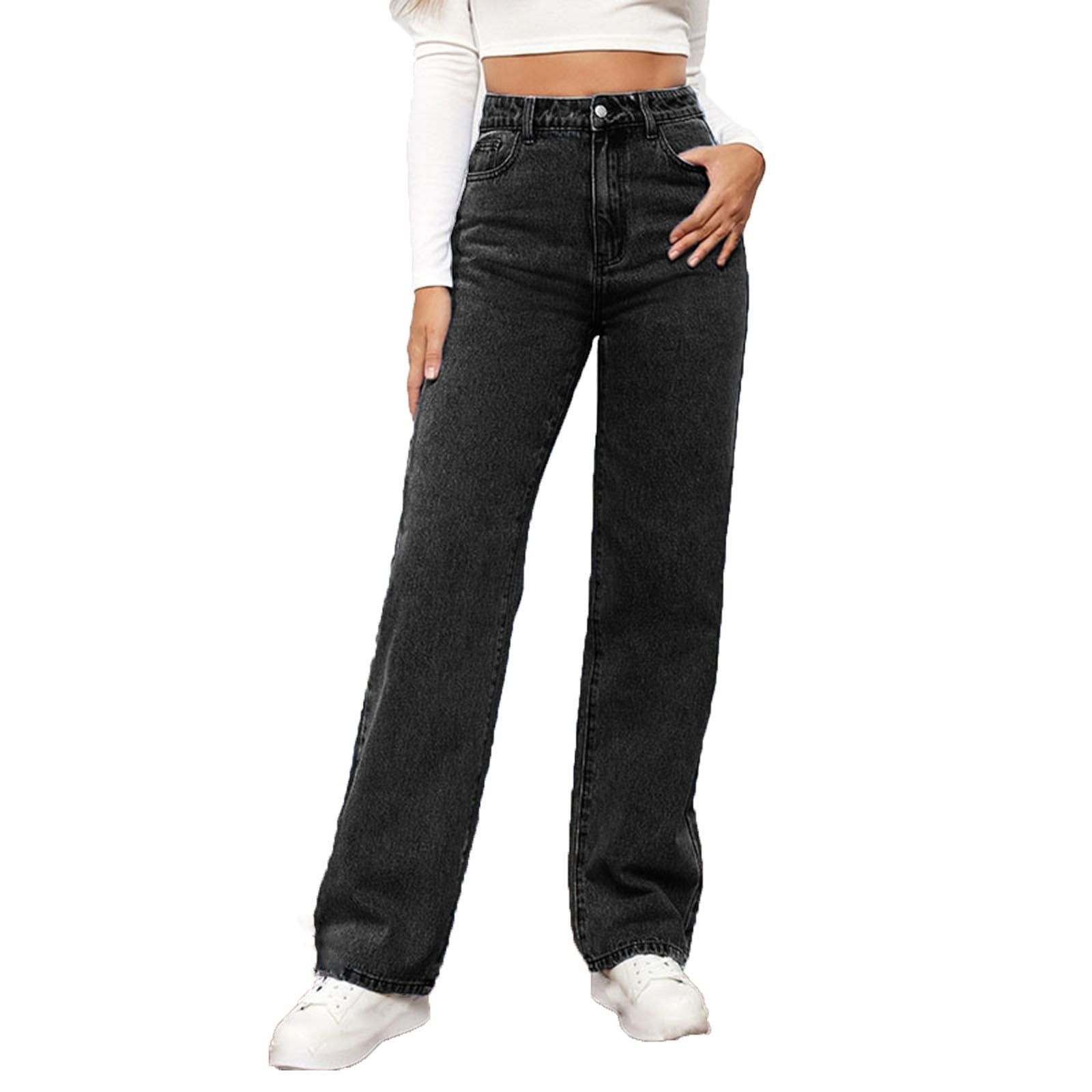 Mhoxuto Womens Wide Leg Jeans Baggy High Waist Straight Palazzo Denim ...