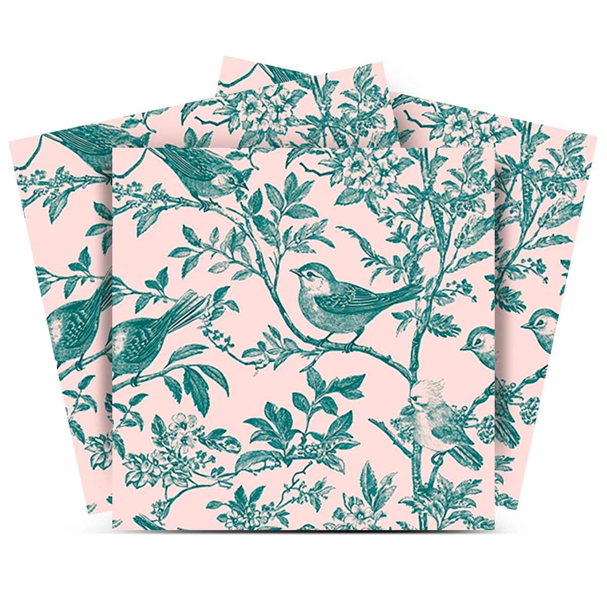 Mi Alma Bird Green Pink Tile Stickers - Removable Vinyl 4x4, 24 pcs ...