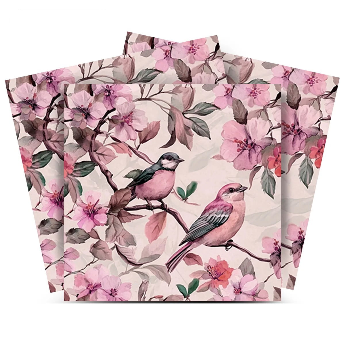 Mi Alma Bird Pink Tile Stickers - Removable Vinyl 4x4, 24 pcs - Walmart.com