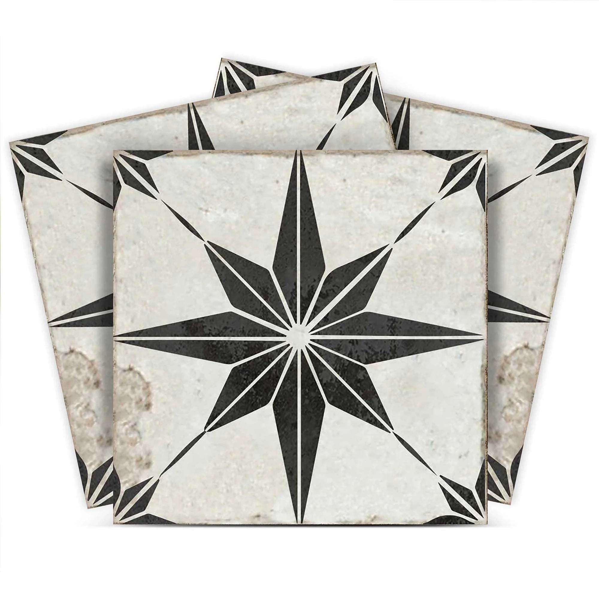 Mi Alma Black Star Shaped Peel & Stick Vinyl Backsplash Tiles 5x5, 24 ...