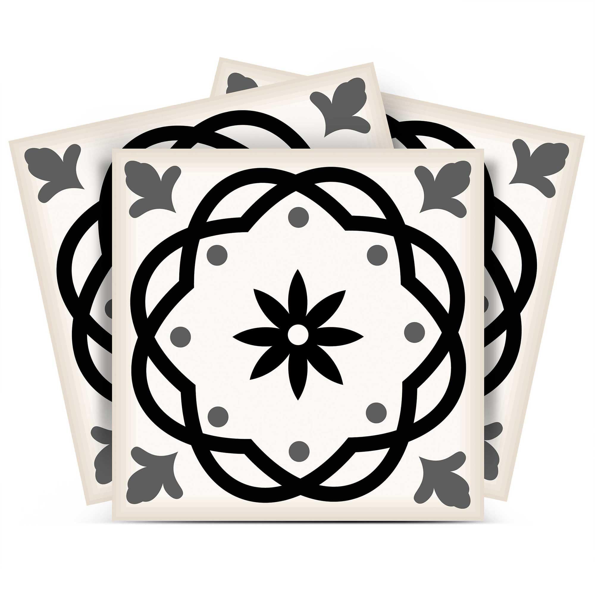 Mi Alma Black and White Tile Stickers Peel and Stick Tile Stickers 24 ...
