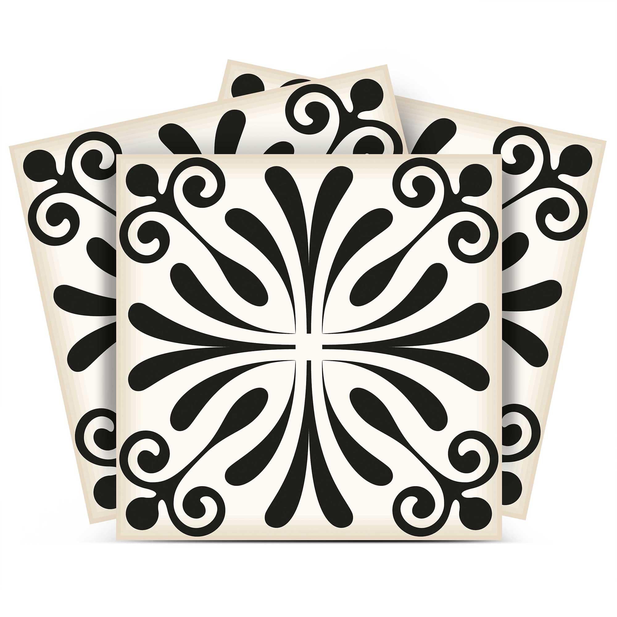 Mi Alma Black and White Tile Stickers Peel and Stick Tile Stickers 24 ...