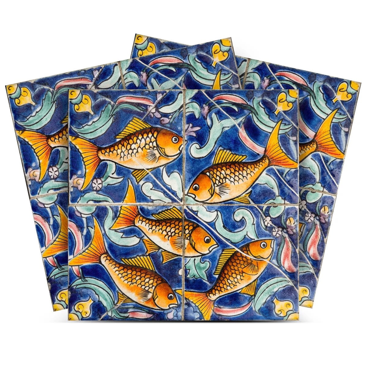 Mi Alma Blue Orange Fish Peel & Stick Tiles - Vinyl Backsplash 8x8 ...