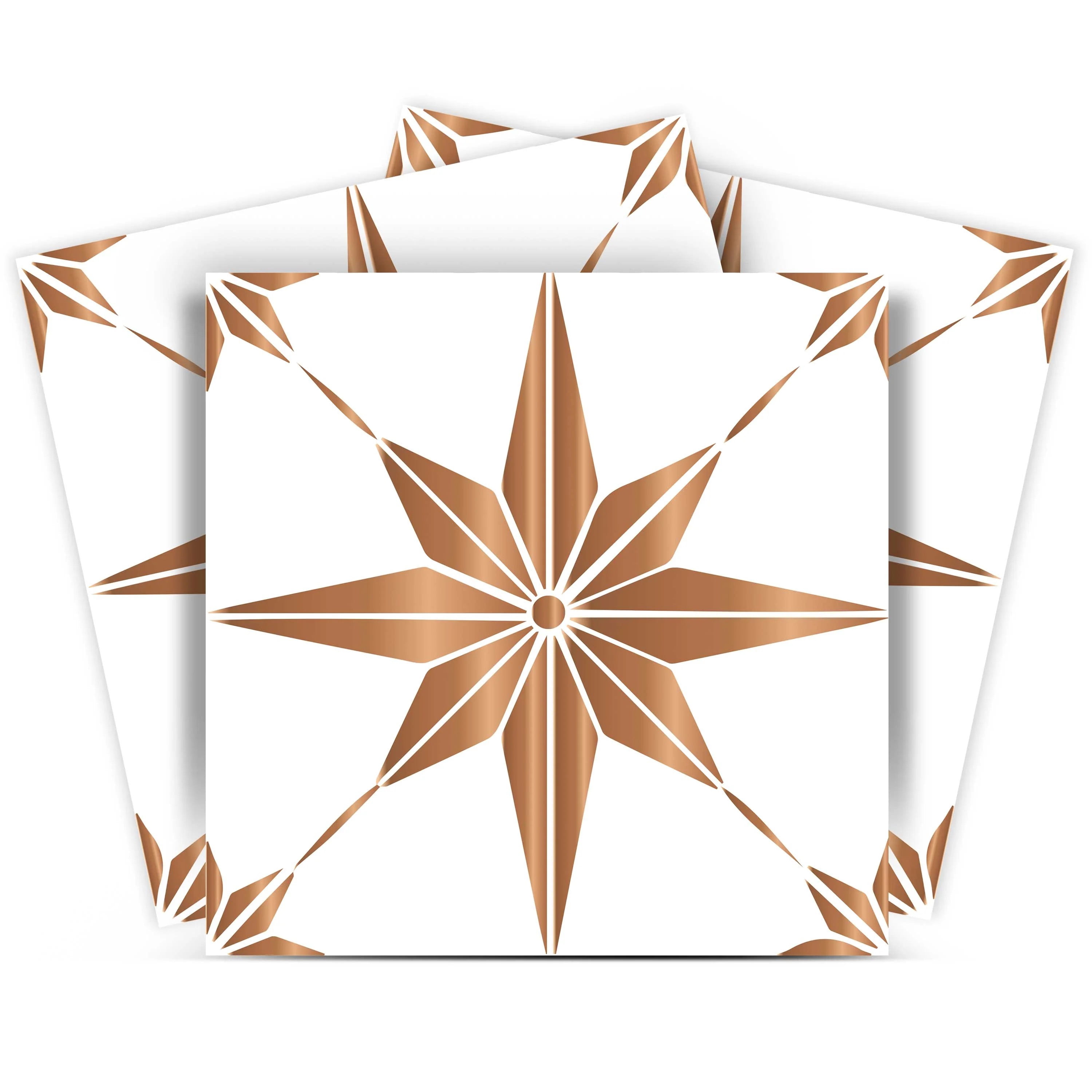Mi Alma Brown Star Shaped Peel & Stick Vinyl Backsplash Tiles 5x5, 24 ...