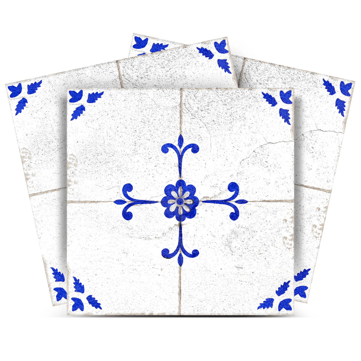 Mi Alma Floral Blue Tile Stickers - Removable Vinyl 4x4, 24 pcs ...