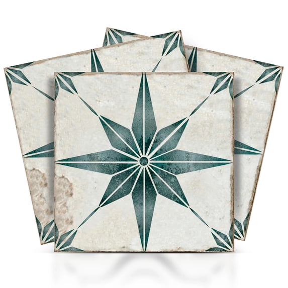 Mi Alma Green Star Shaped Peel & Stick Tiles - Vinyl Backsplash 8x8 ...