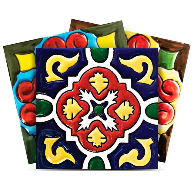 Mi Alma Multicolor Mexican Peel & Stick Tiles - Vinyl Backsplash 8x8 ...
