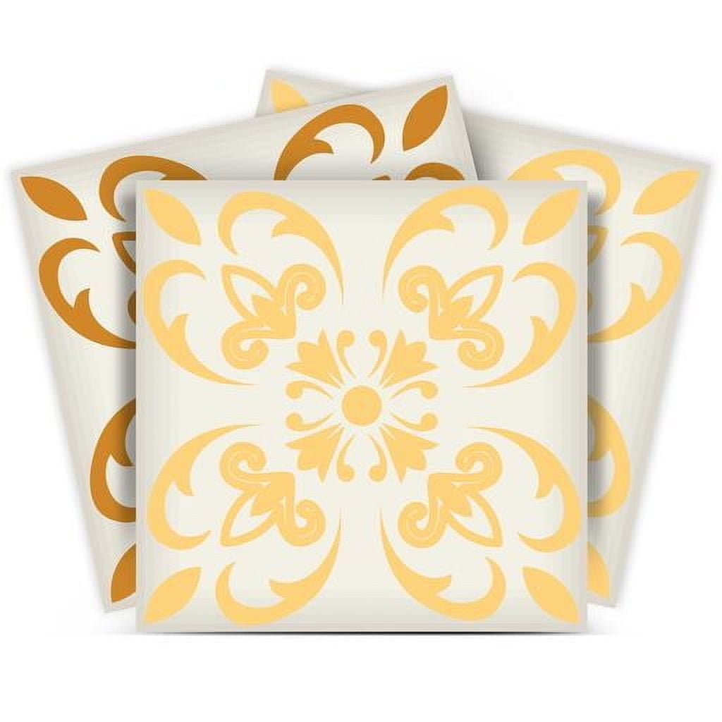 Mi Alma Orange Yellow Floral Peel & Stick Tiles - Vinyl Backsplash 8x8 ...