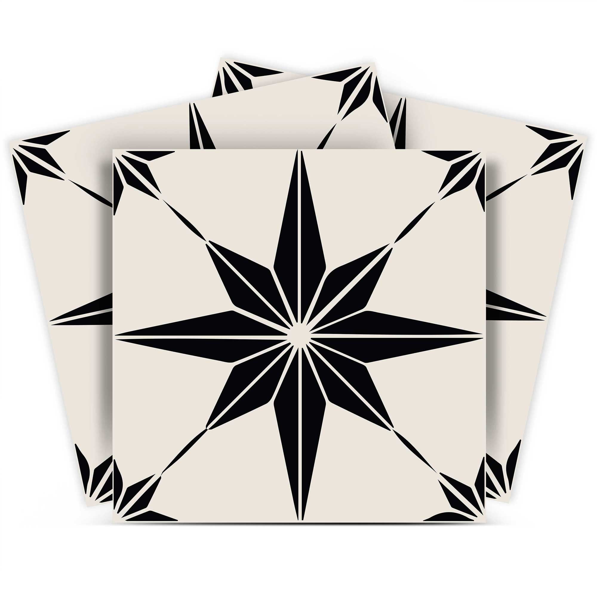 Mi Alma Peel & Stick Tiles - Black Star Shaped Vinyl Backsplash 12x12 ...