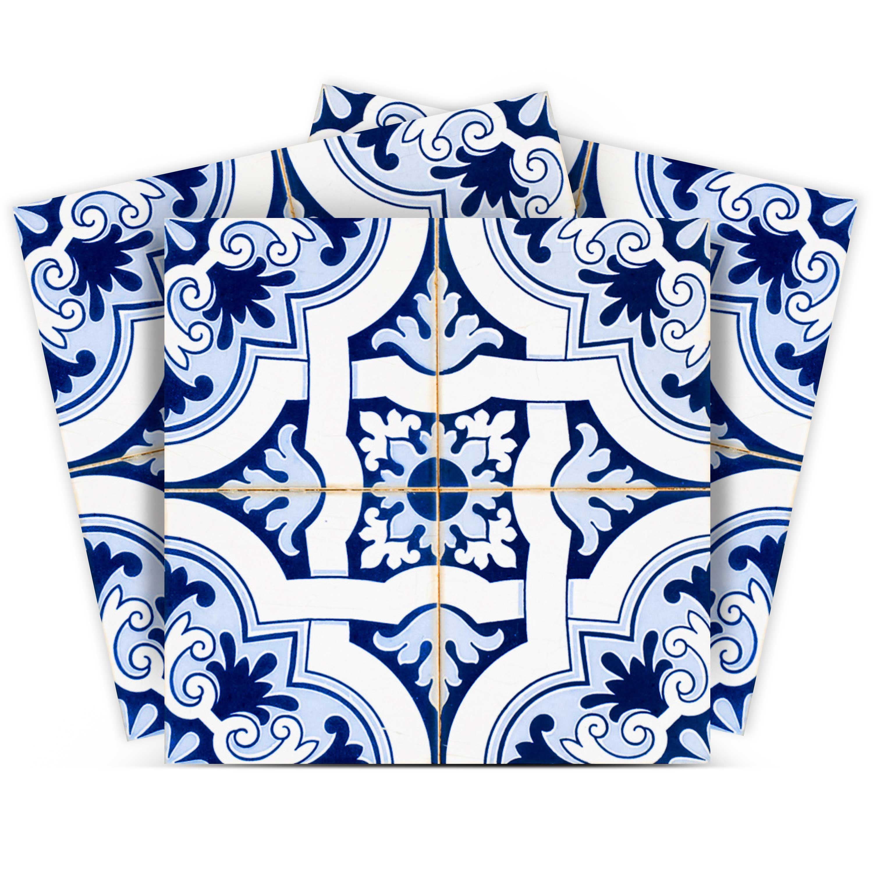 Mi Alma Peel & Stick Tiles - Blue White Abstract Vinyl Backsplash 12x12 ...
