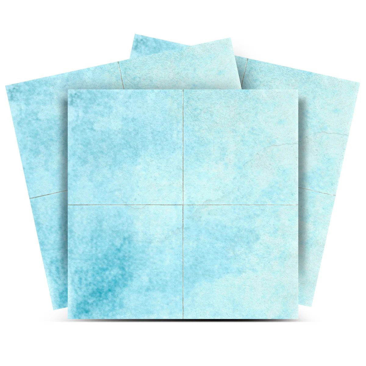 Mi Alma Removable Vinyl Solid Color Light Blue Backsplash Tile Stickers ...