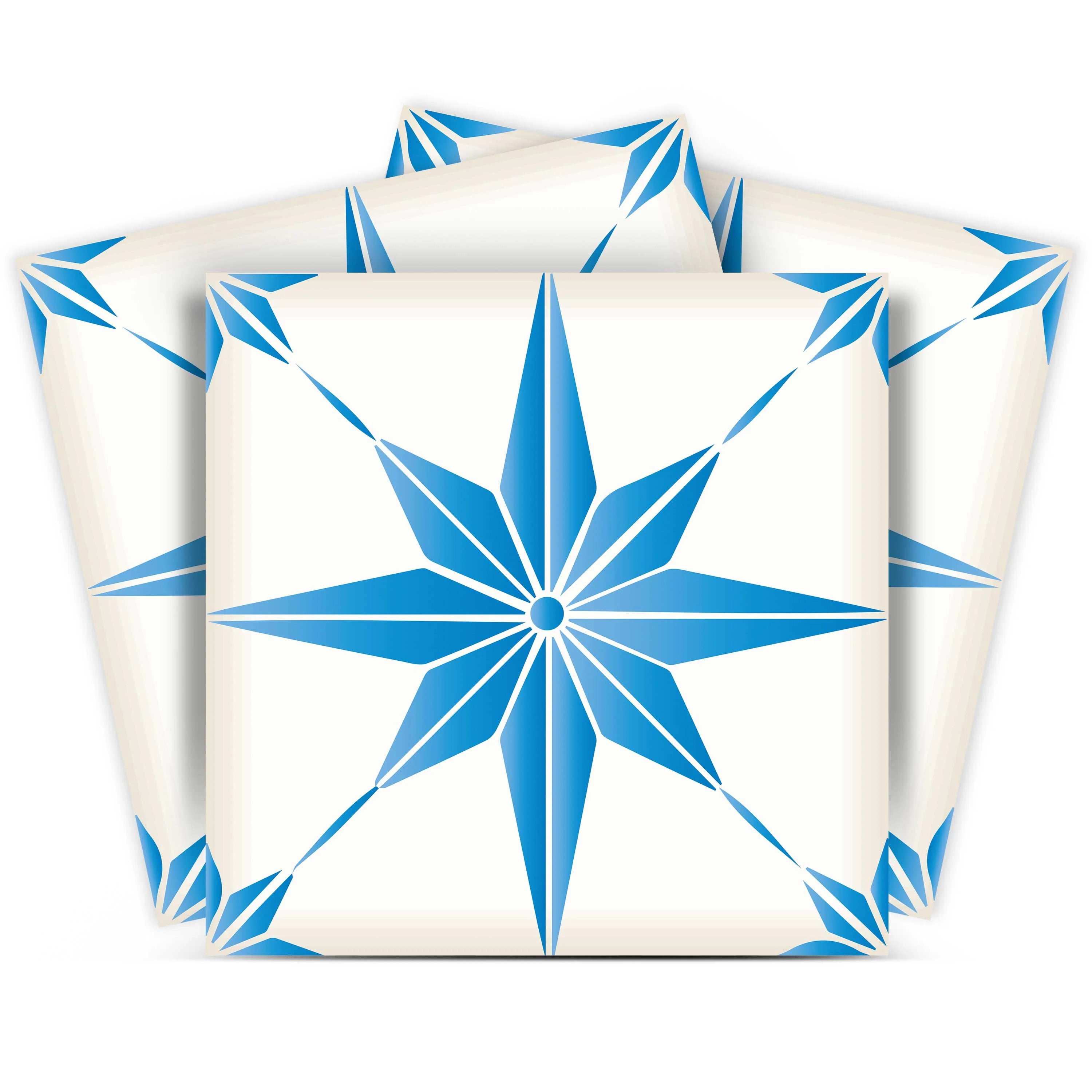 Mi Alma Removable Vinyl Star Shaped Blue Backsplash Tile Stickers ...