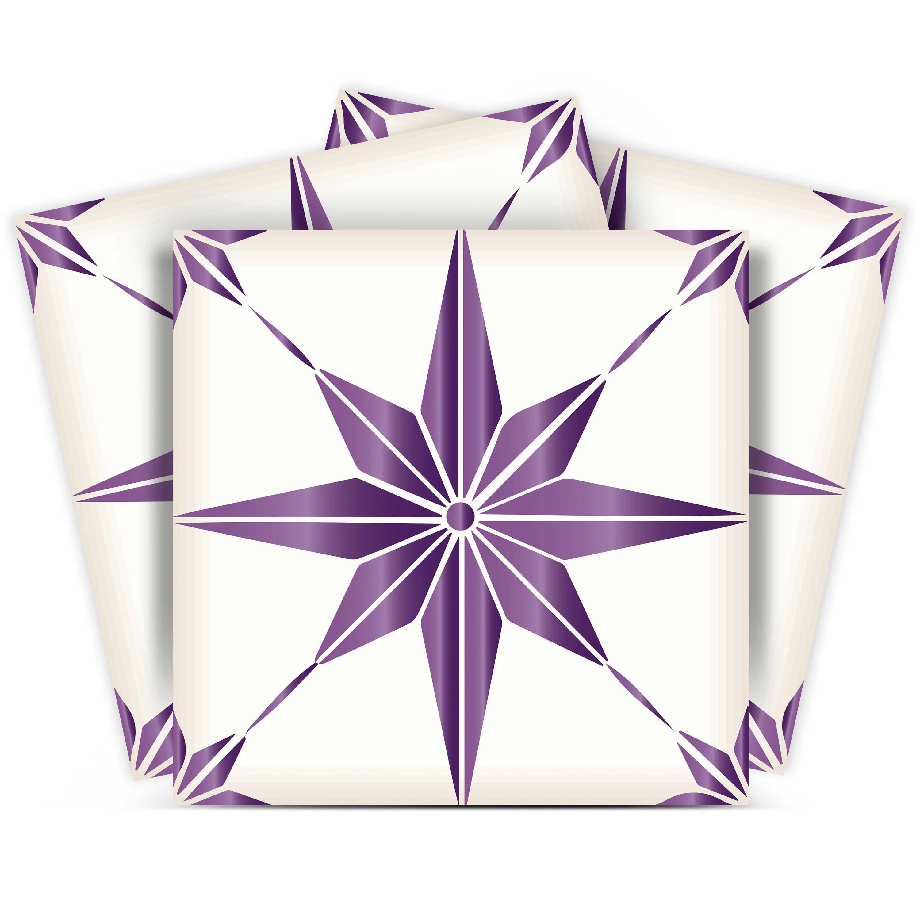 Mi Alma Removable Vinyl Star Shaped Purple Backsplash Tile Stickers ...