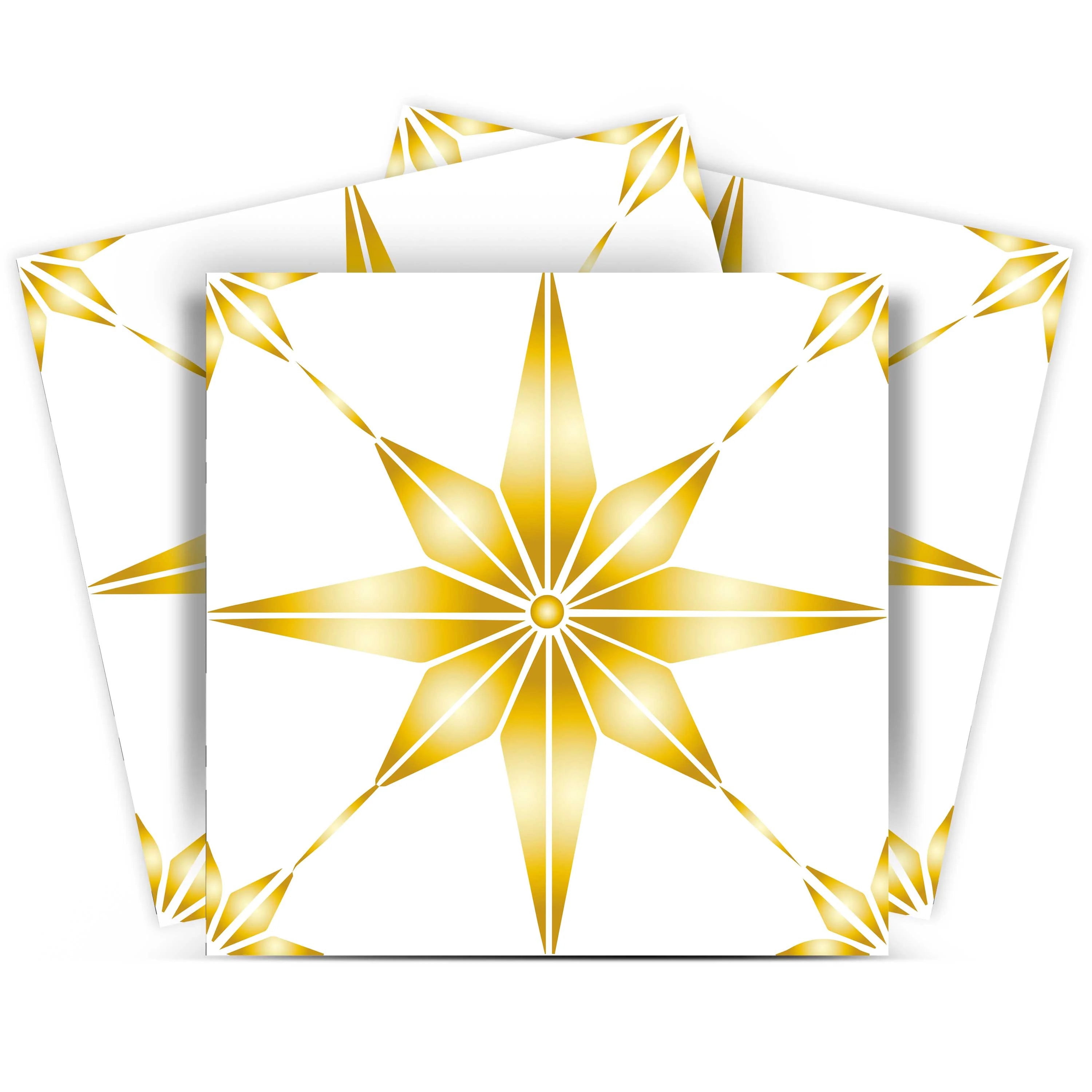 Mi Alma Removable Vinyl Star Shaped Yellow Backsplash Tile Stickers ...