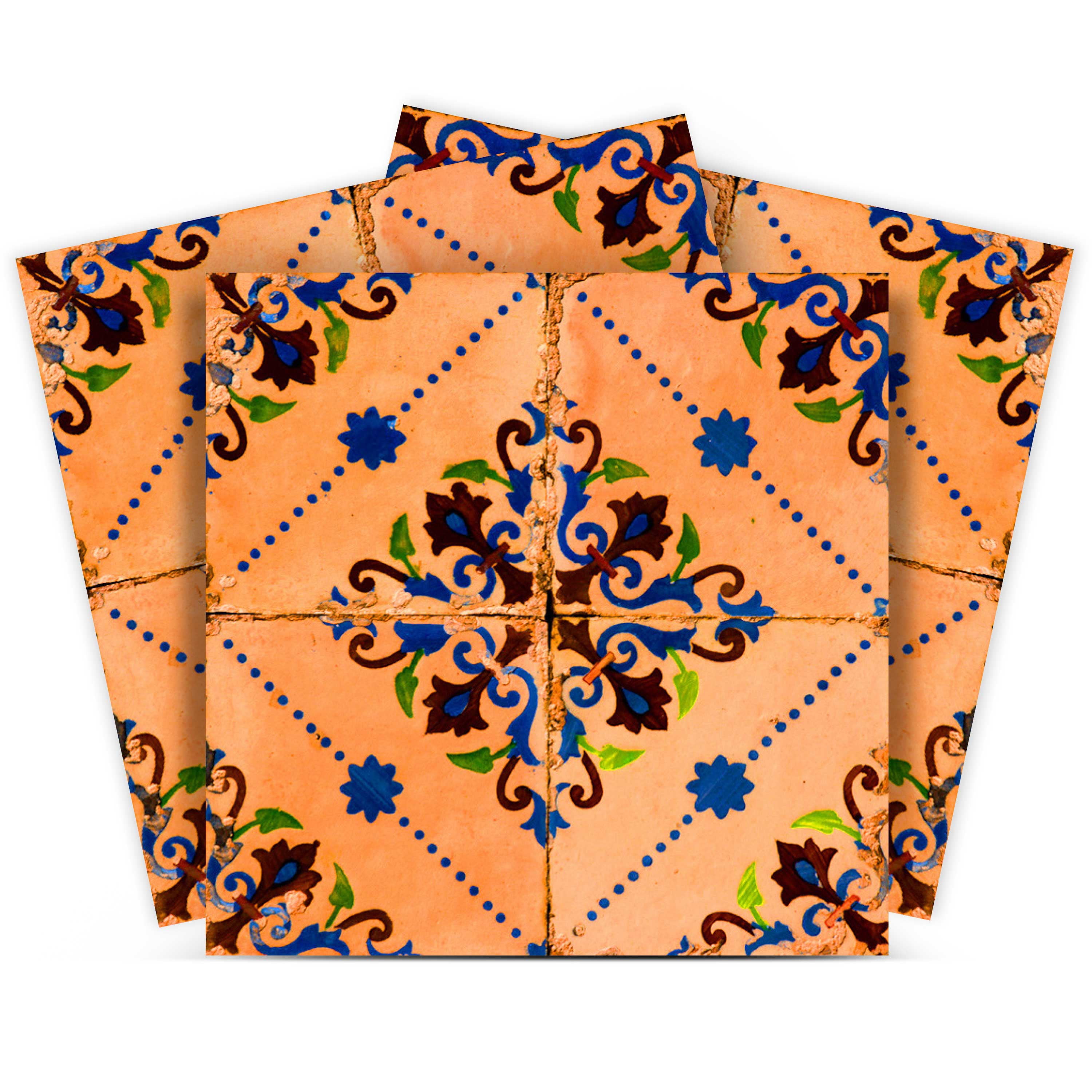 Mi Alma Spanish Orange Tile Stickers - Removable Vinyl 4x4, 24 pcs ...