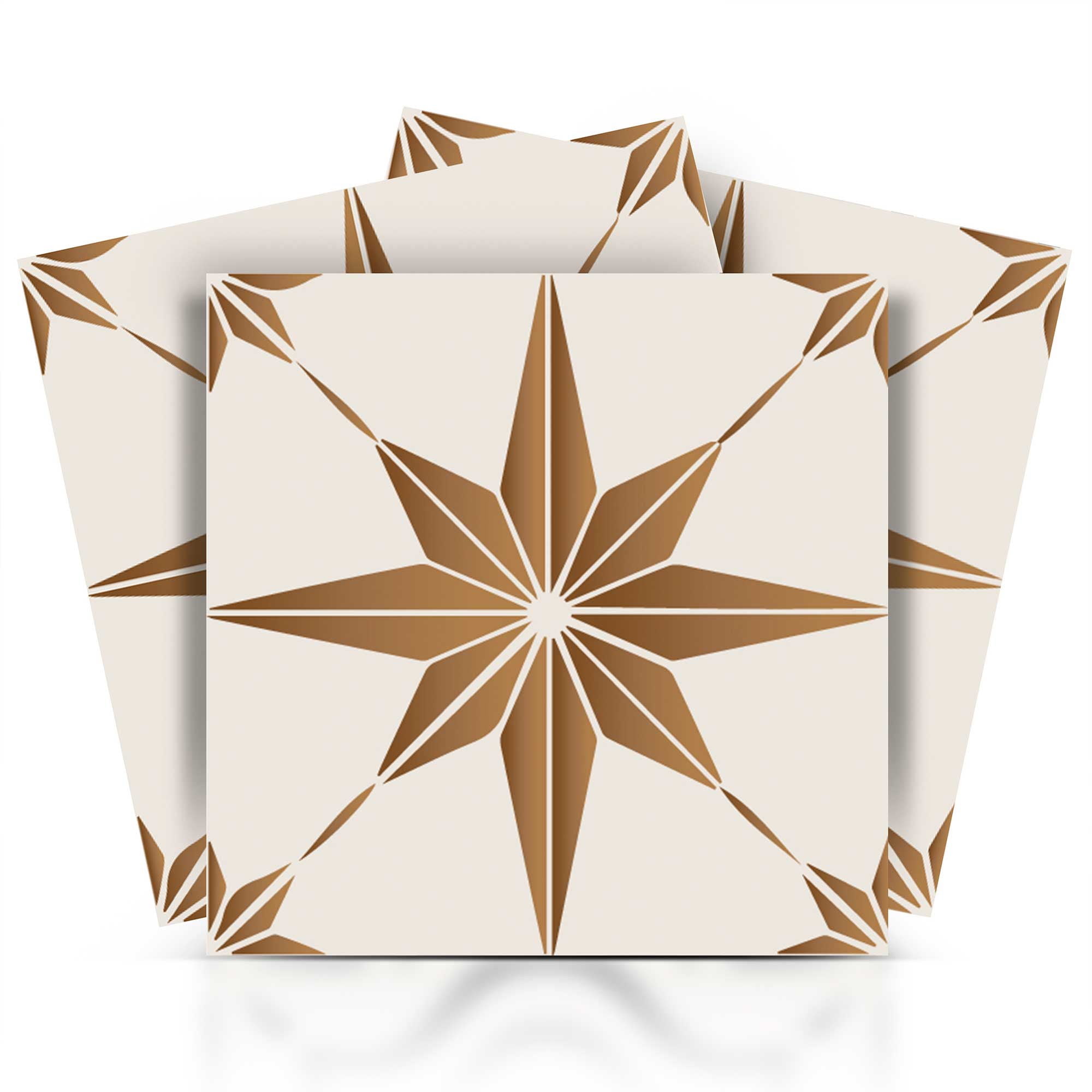 Mi Alma Star Shaped Brown Tile Stickers - Removable Vinyl 4x4, 24 pcs ...