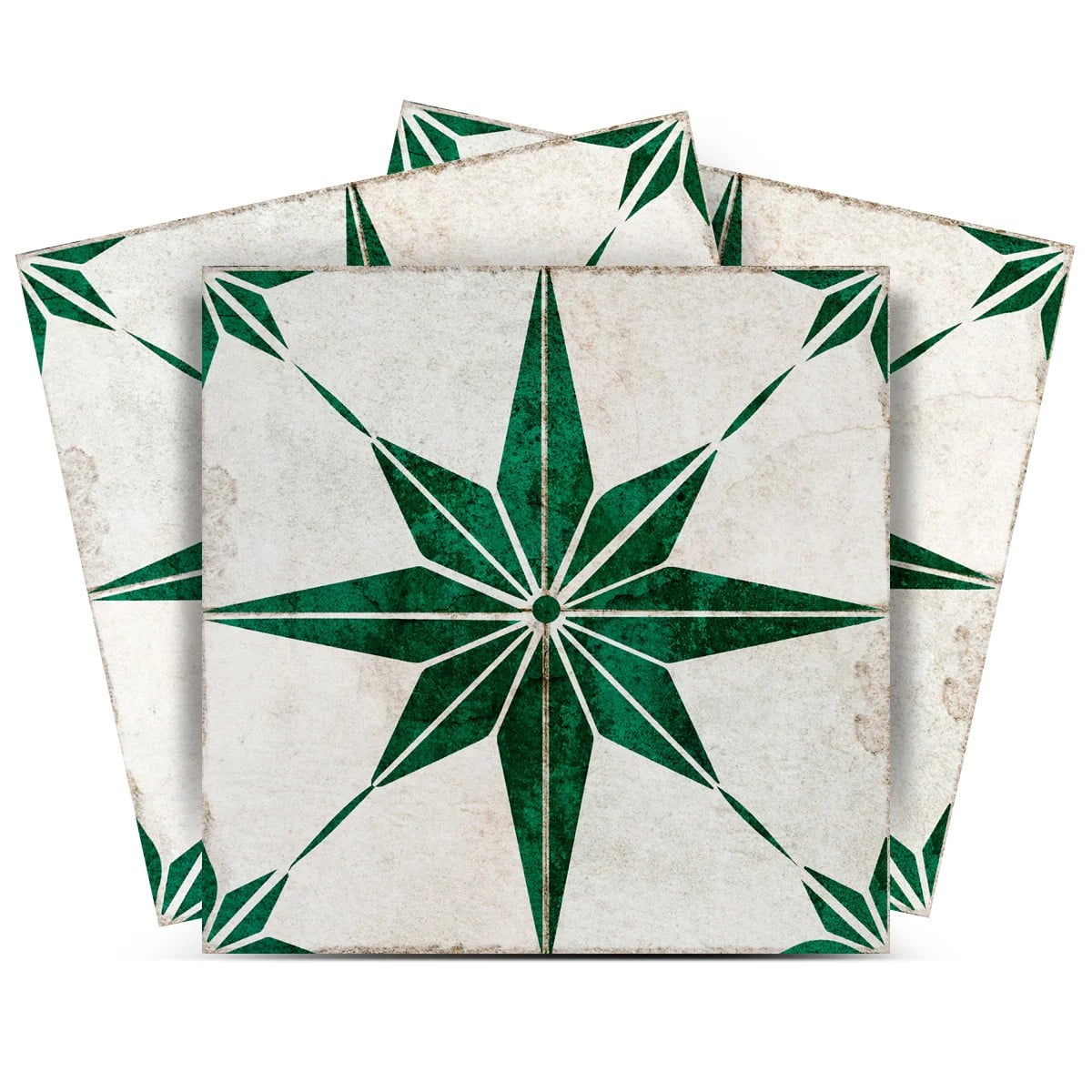 Mi Alma Star Shaped Light Green Tile Stickers - Removable Vinyl 4x4, 24 ...