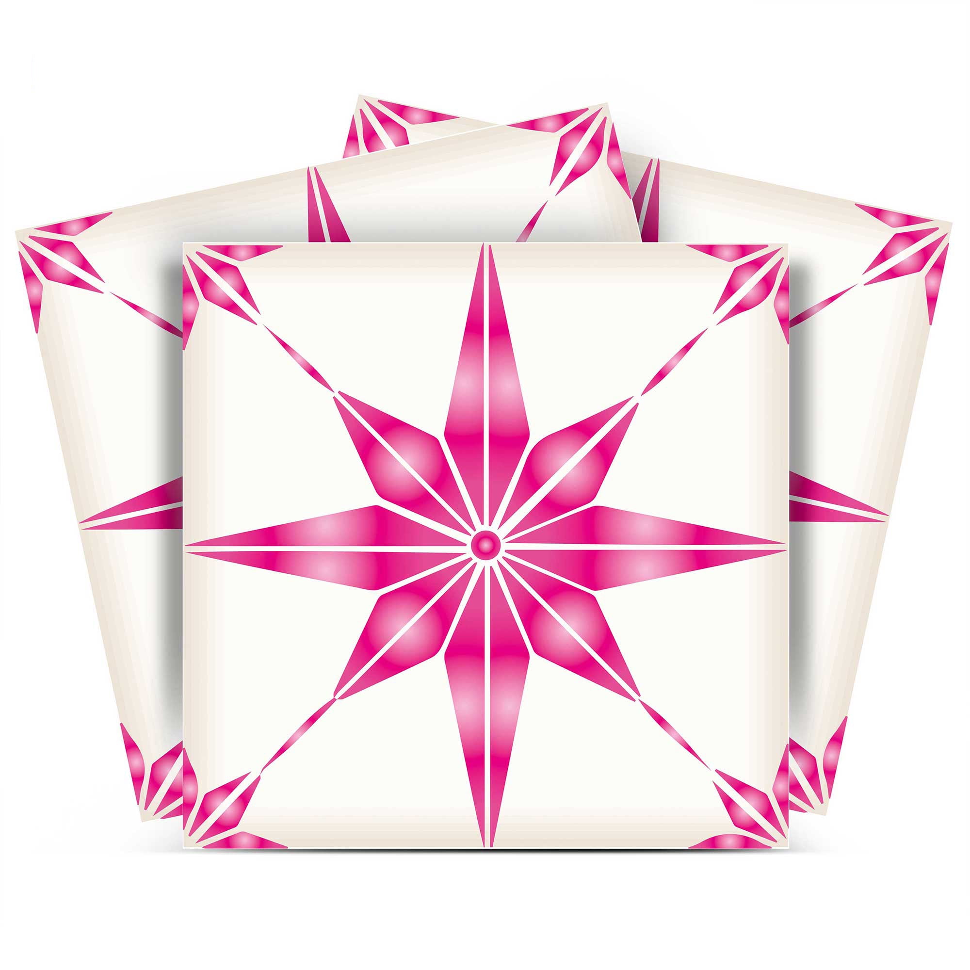 Mi Alma Star Shaped Pink Tile Stickers - Removable Vinyl 4x4, 24 pcs ...